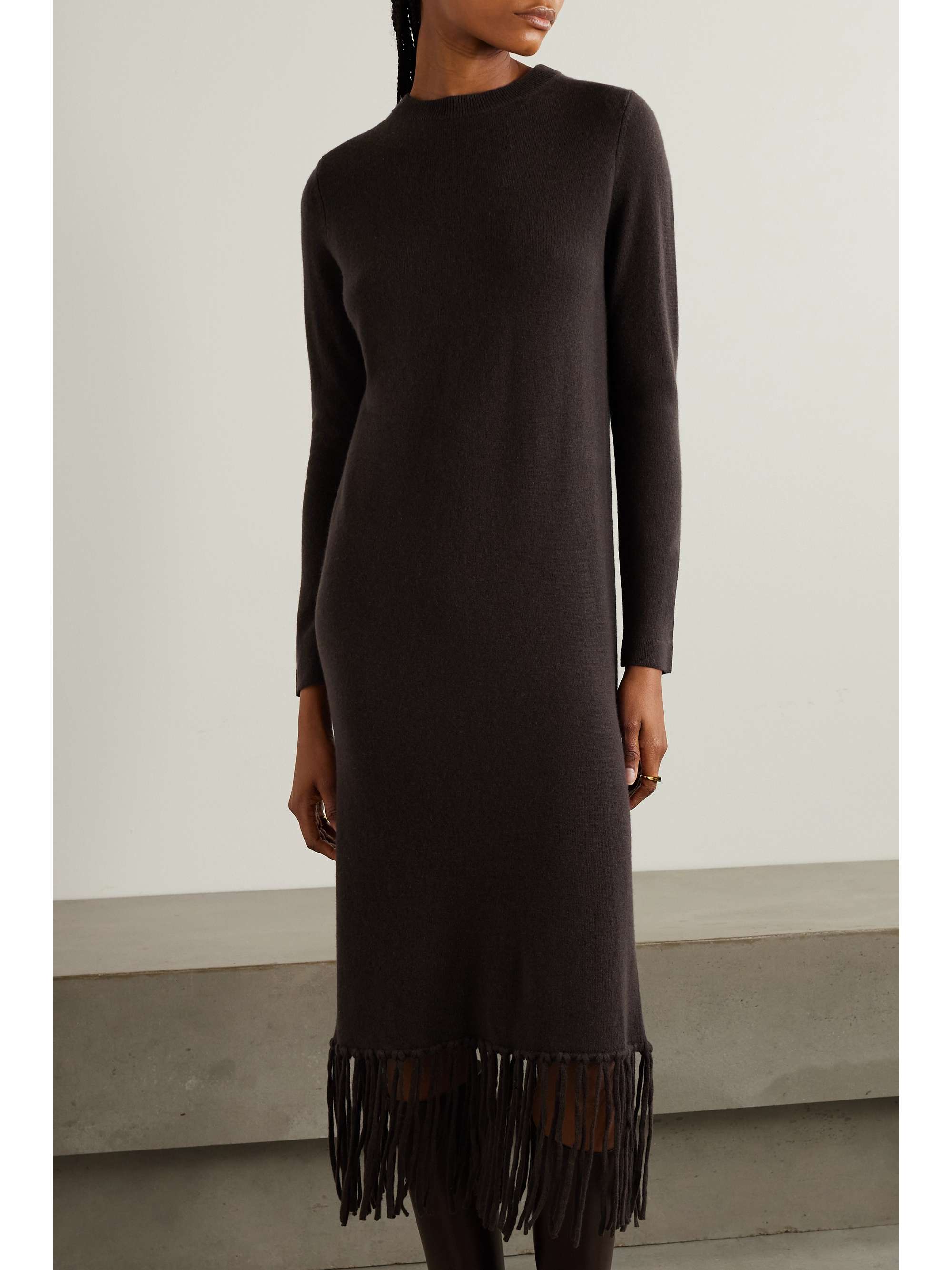 ALLUDE Fringed wool and cashmere-blend midi dress | NET-A-PORTER