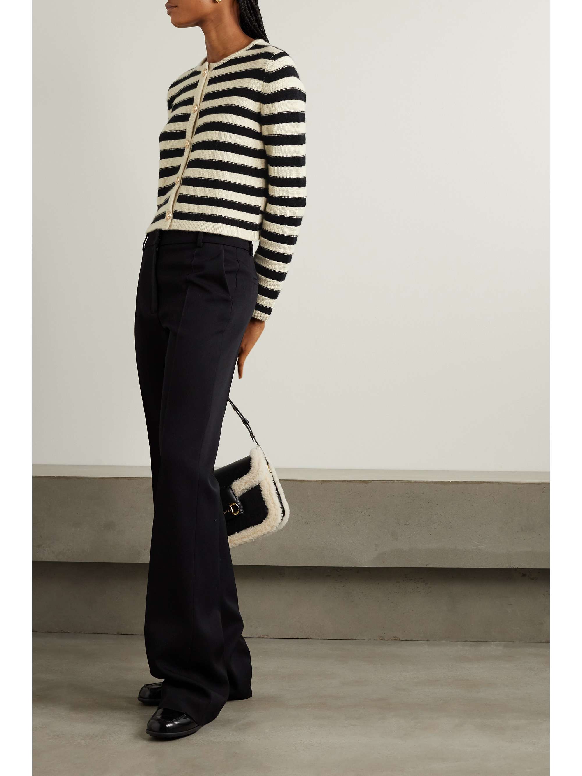 ALLUDE Striped wool and cashmere-blend cardigan | NET-A-PORTER