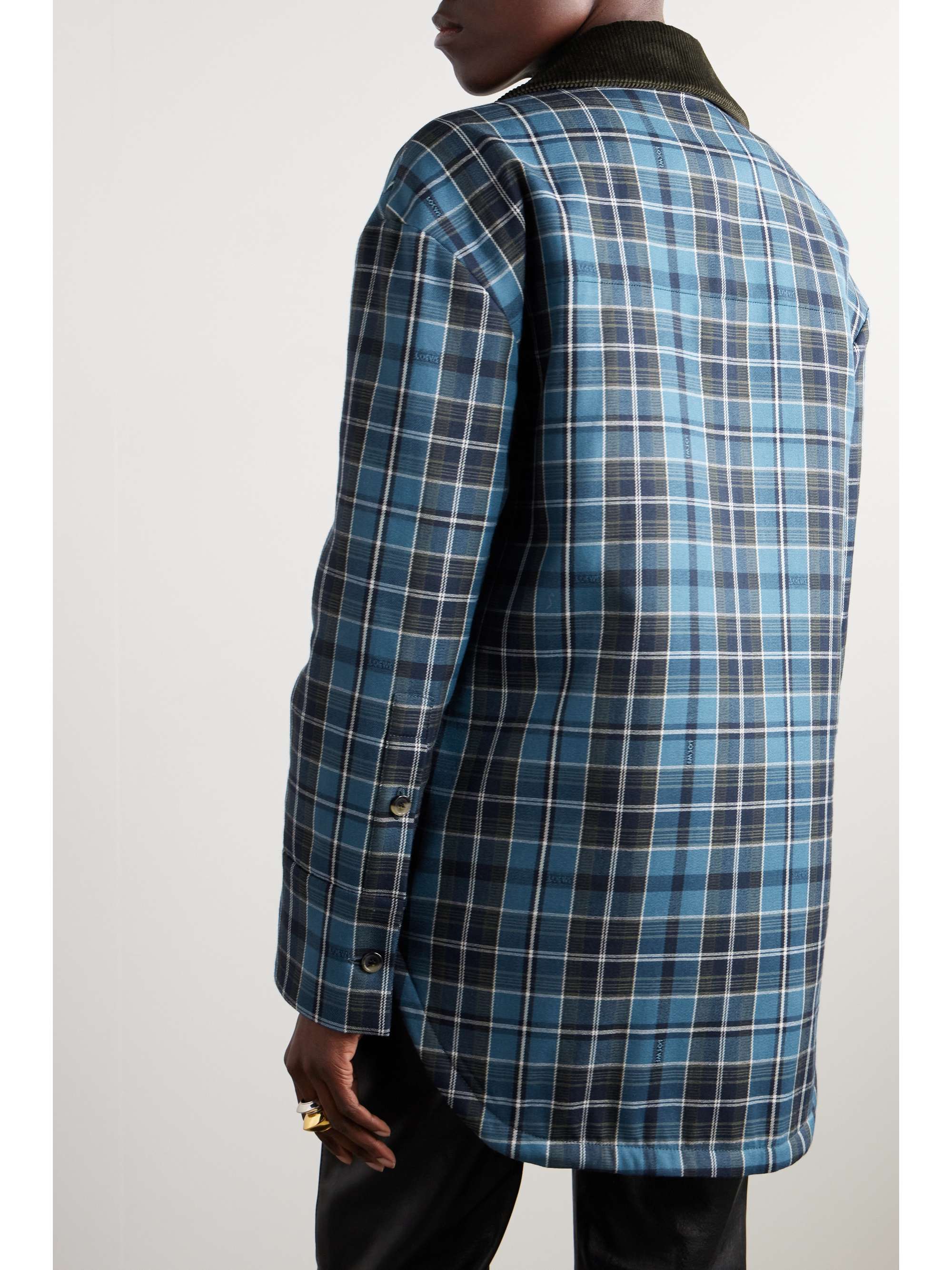 LOEWE Cotton corduroy-trimmed checked wool-blend padded jacket | NET-A ...