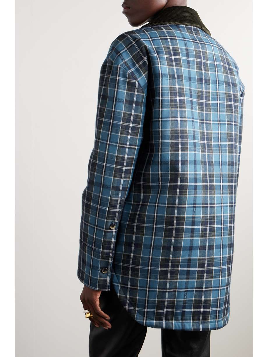 LOEWE Cotton corduroy-trimmed checked wool-blend padded jacket | NET-A ...