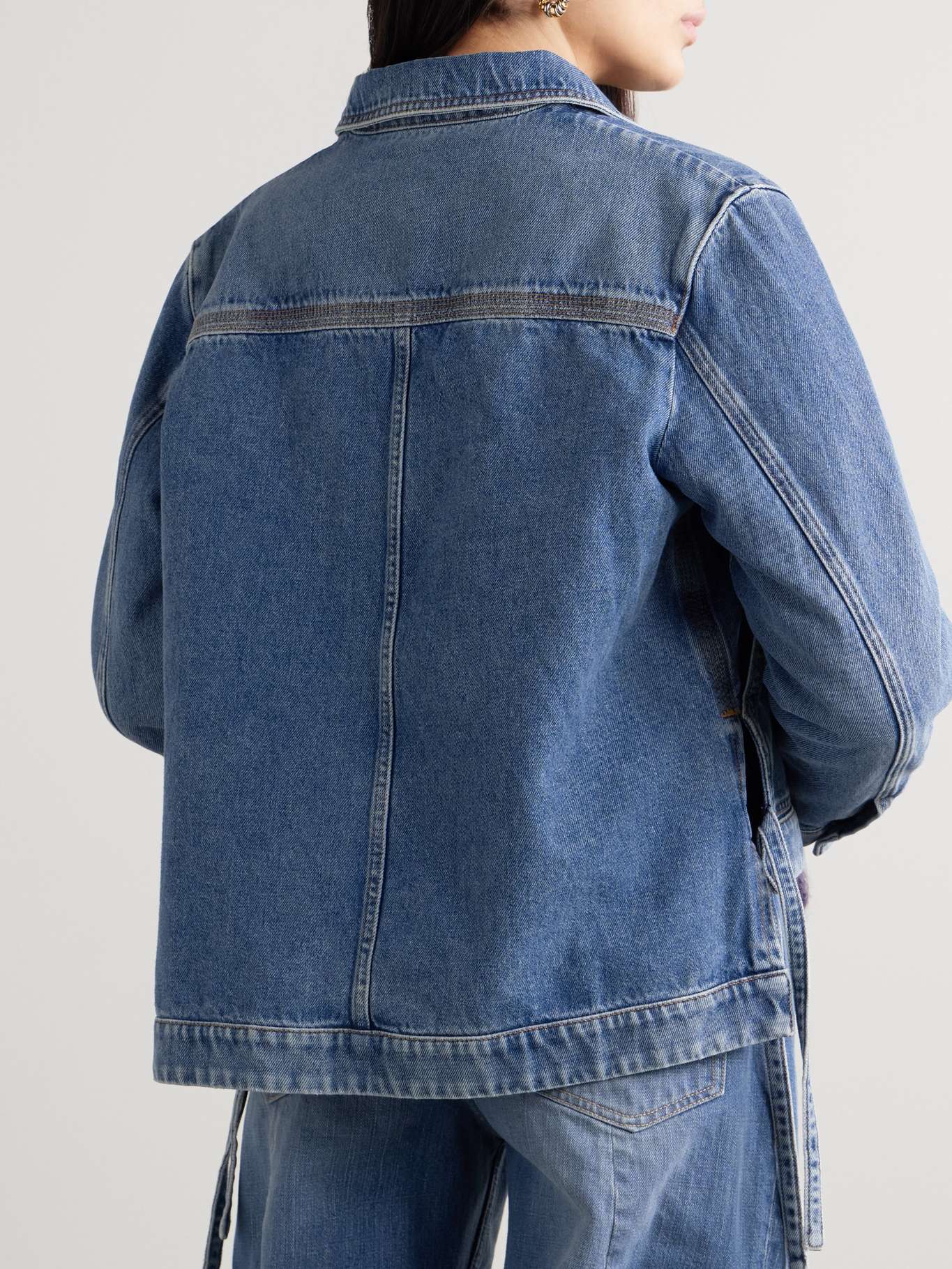 LOEWE Leather-trimmed denim jacket | NET-A-PORTER