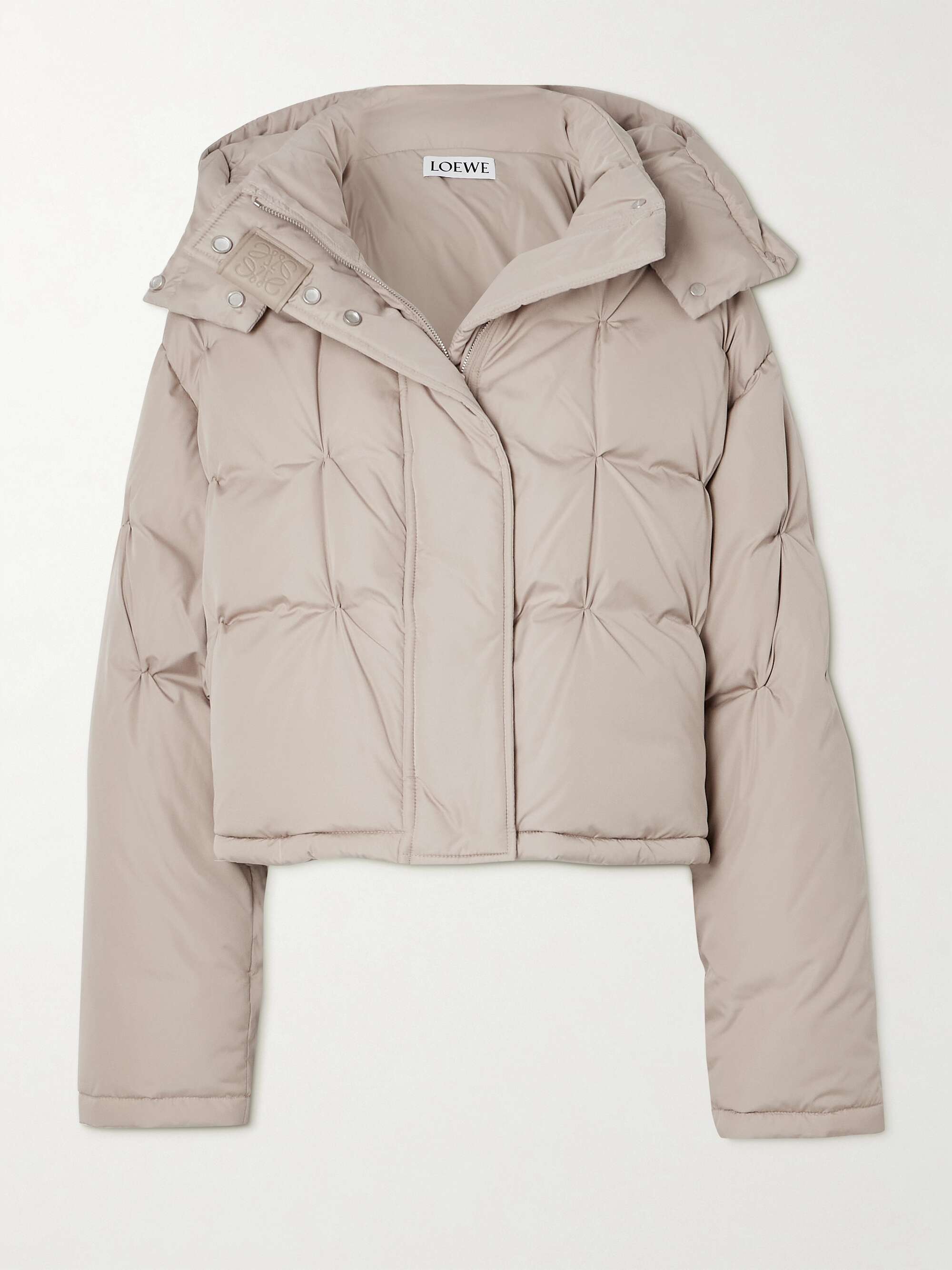 LOEWE Hooded leather-trimmed quilted shell down jacket | NET-A-PORTER