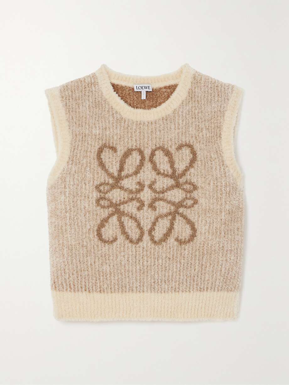 LOEWE Cropped cotton-blend fleece-jacquard vest | NET-A-PORTER