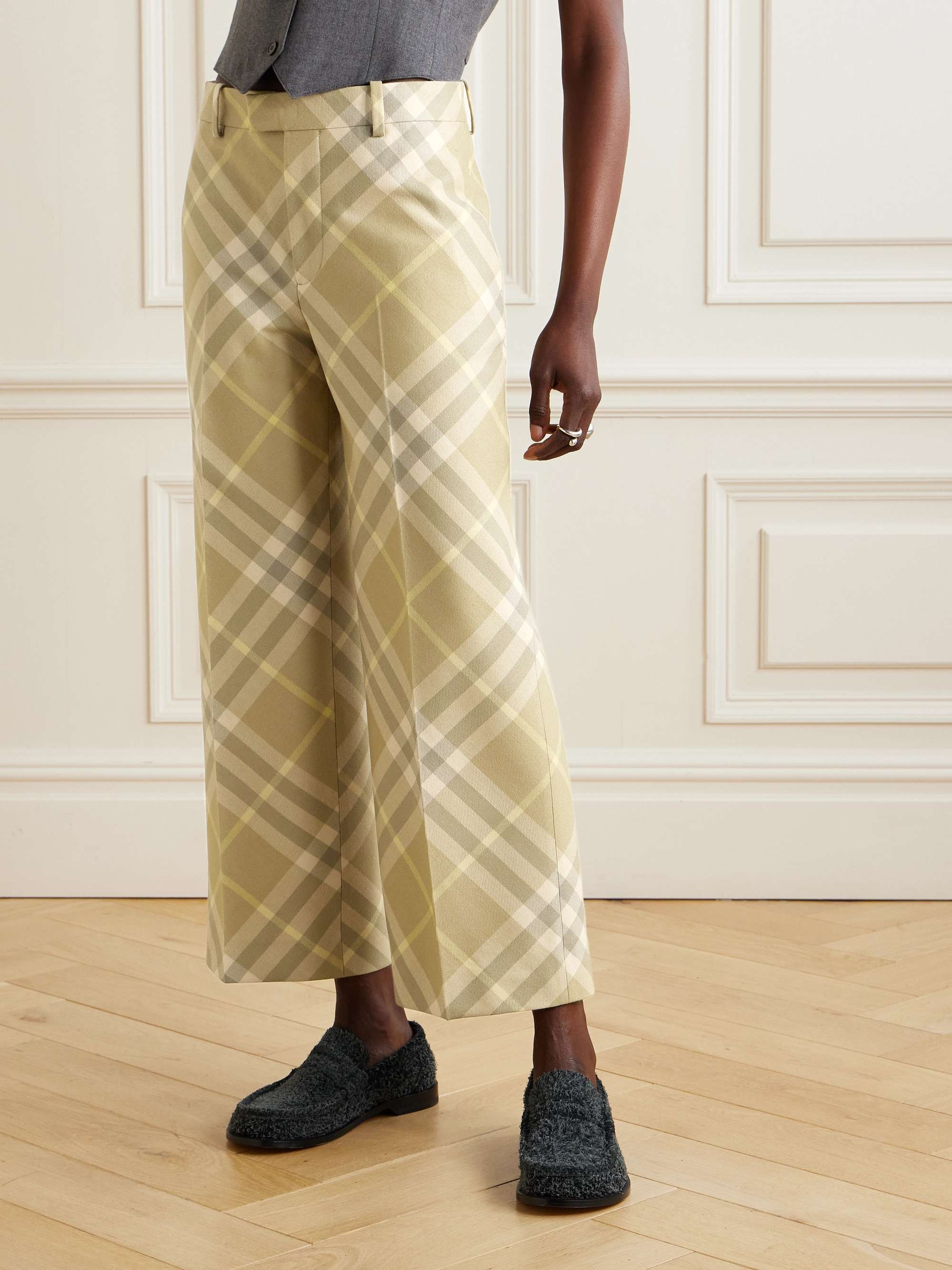 BURBERRY Cropped checked wool straight-leg pants | NET-A-PORTER