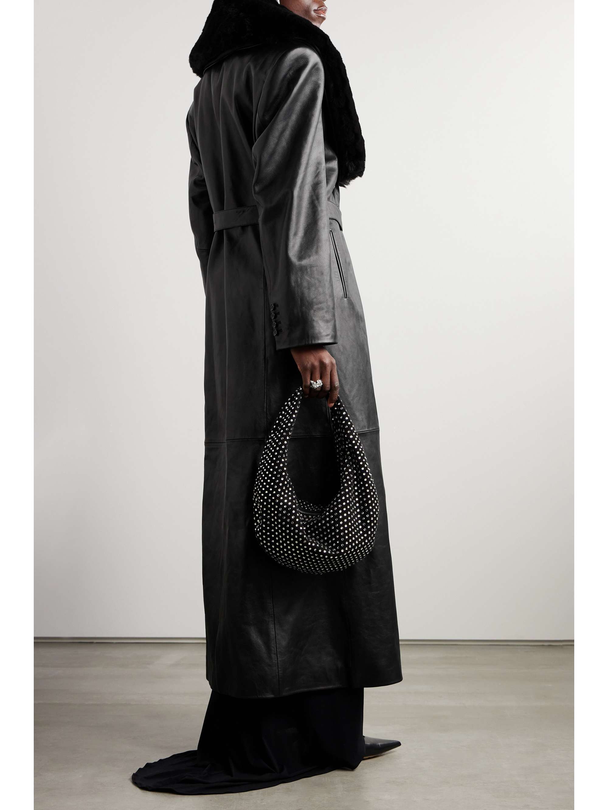 MAGDA BUTRYM Belted convertible shearling-trimmed leather coat | NET-A-PORTER