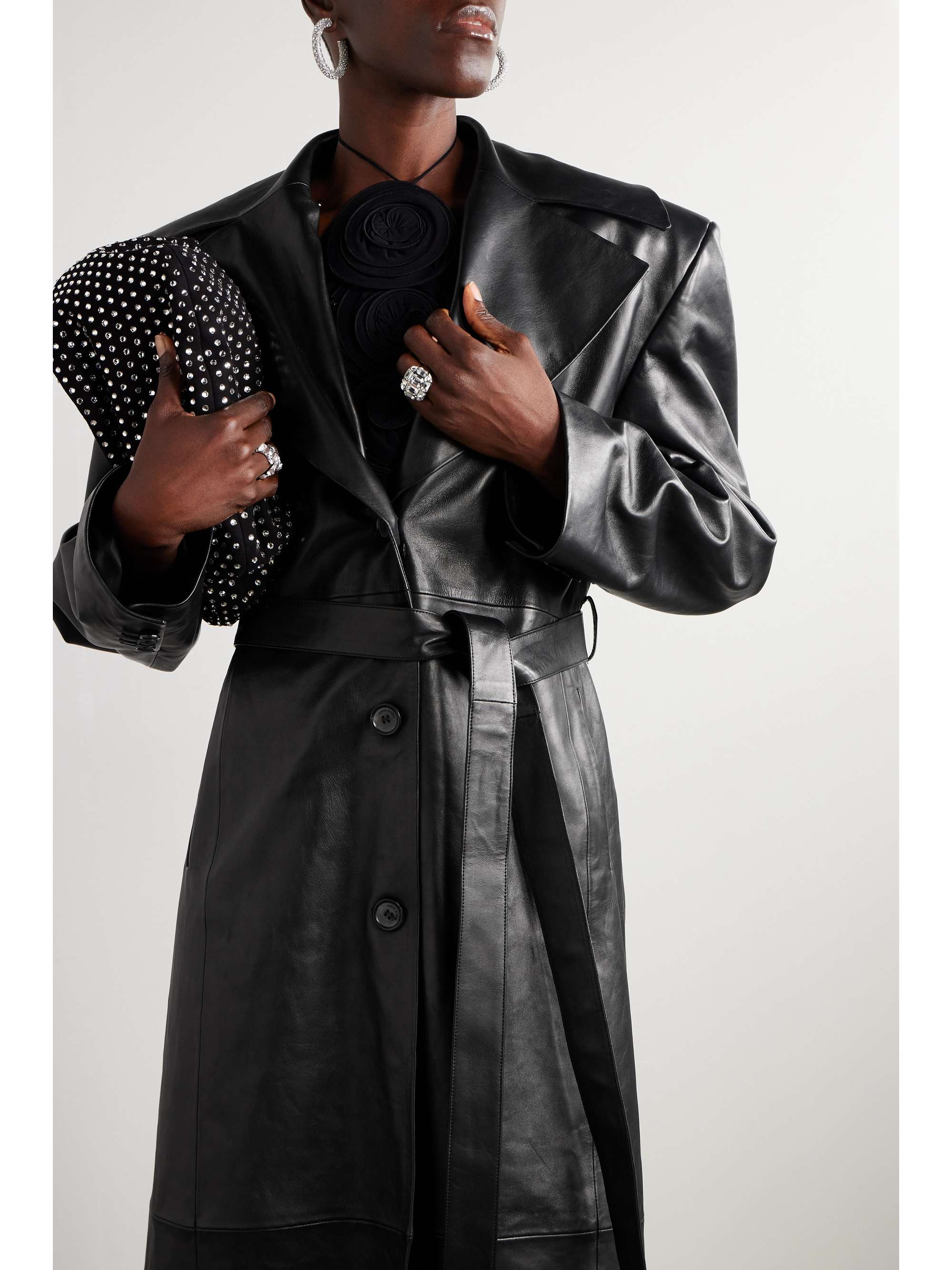 MAGDA BUTRYM Belted convertible shearling-trimmed leather coat | NET-A-PORTER