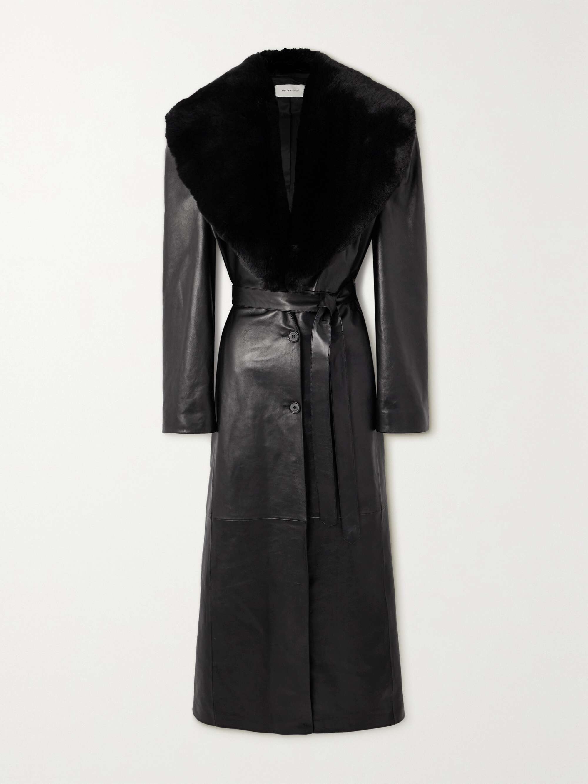 MAGDA BUTRYM Belted convertible shearling-trimmed leather coat | NET-A-PORTER