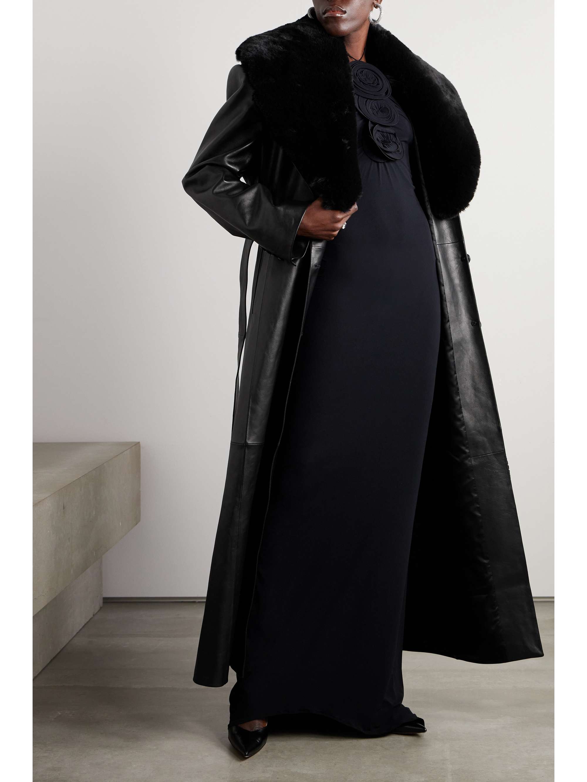 MAGDA BUTRYM Belted convertible shearling-trimmed leather coat | NET-A-PORTER