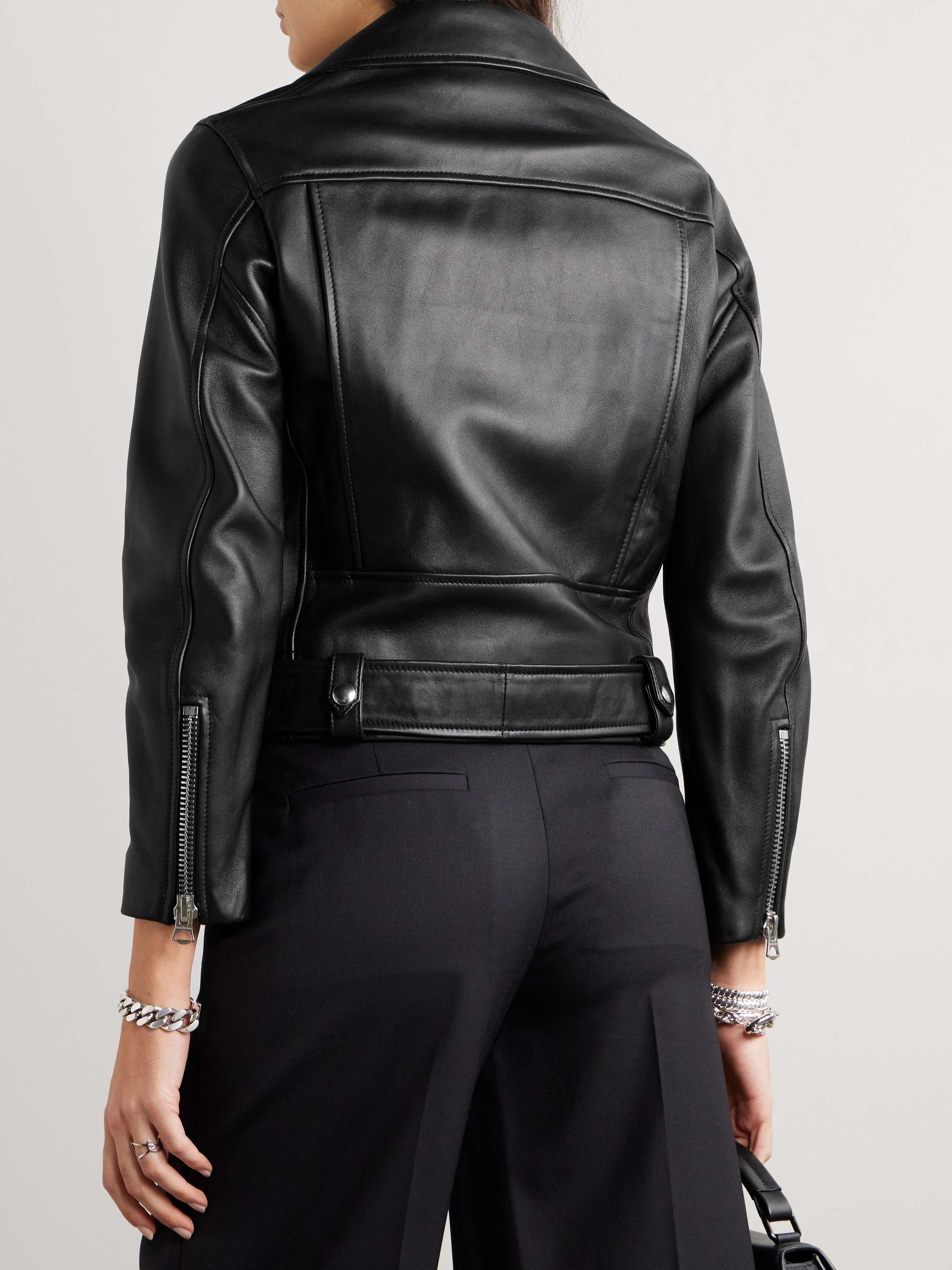 ACNE STUDIOS Belted leather biker jacket | NET-A-PORTER