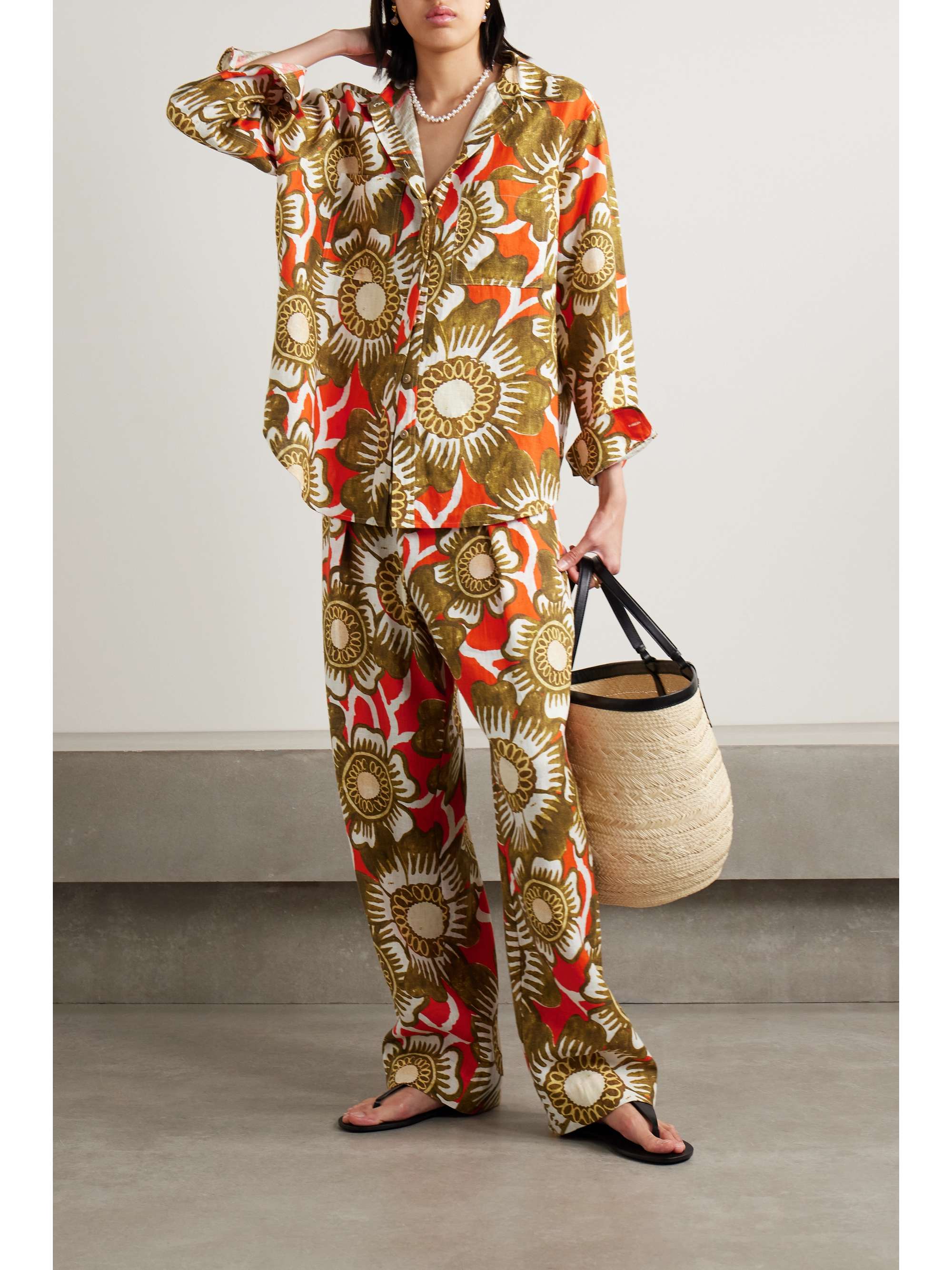 MARA HOFFMAN + NET SUSTAIN Adele floral-print hemp shirt | NET-A-PORTER