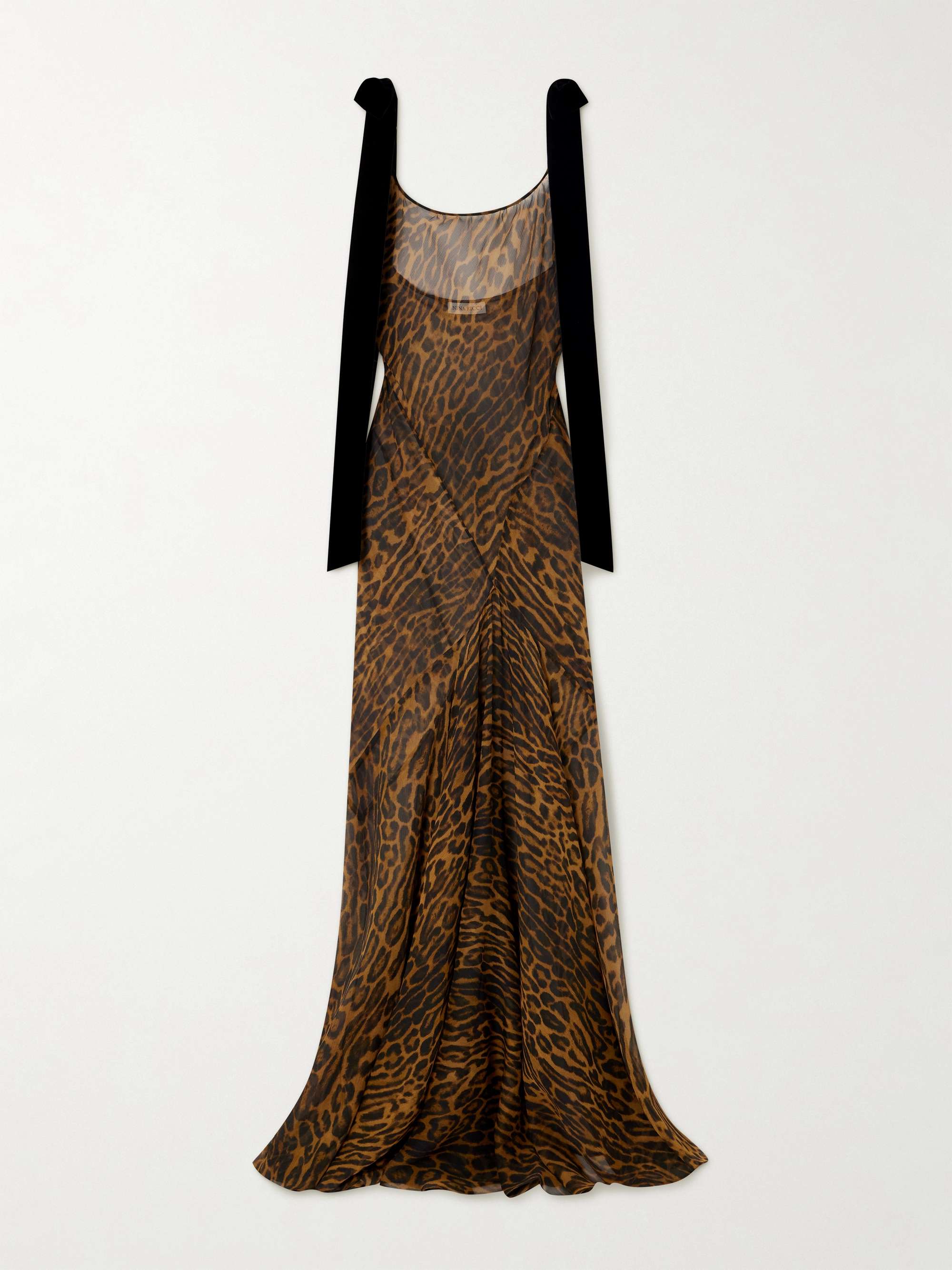 NINA RICCI Velvet-trimmed leopard-print silk-georgette maxi dress | NET ...
