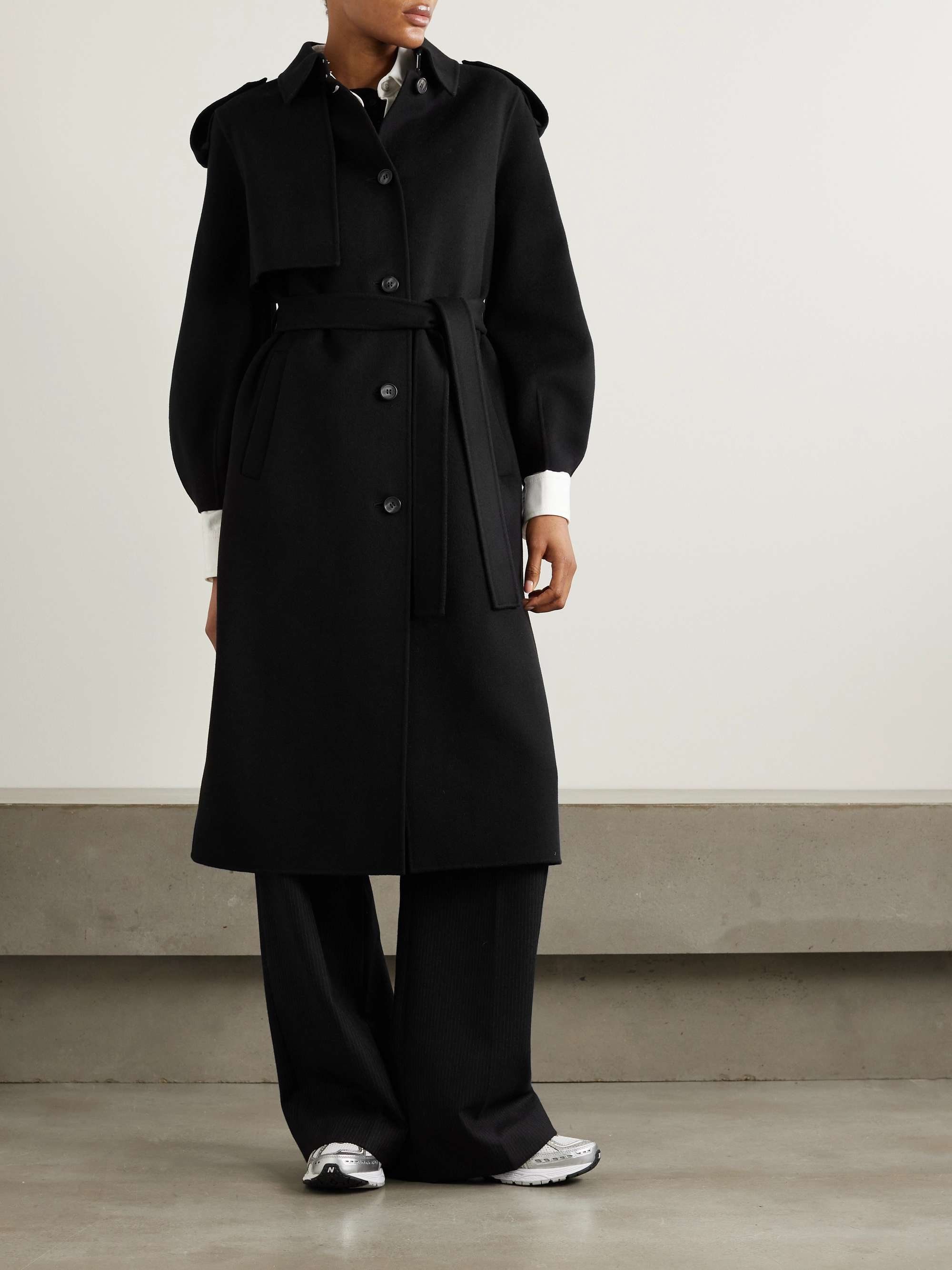 MACKAGE Ceyla belted wool-felt trench coat | NET-A-PORTER