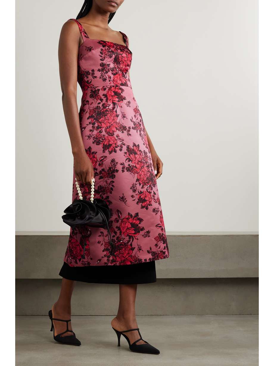 Emilia Wickstead Tiffany Layered Floral Print Faille Midi Dress Net A