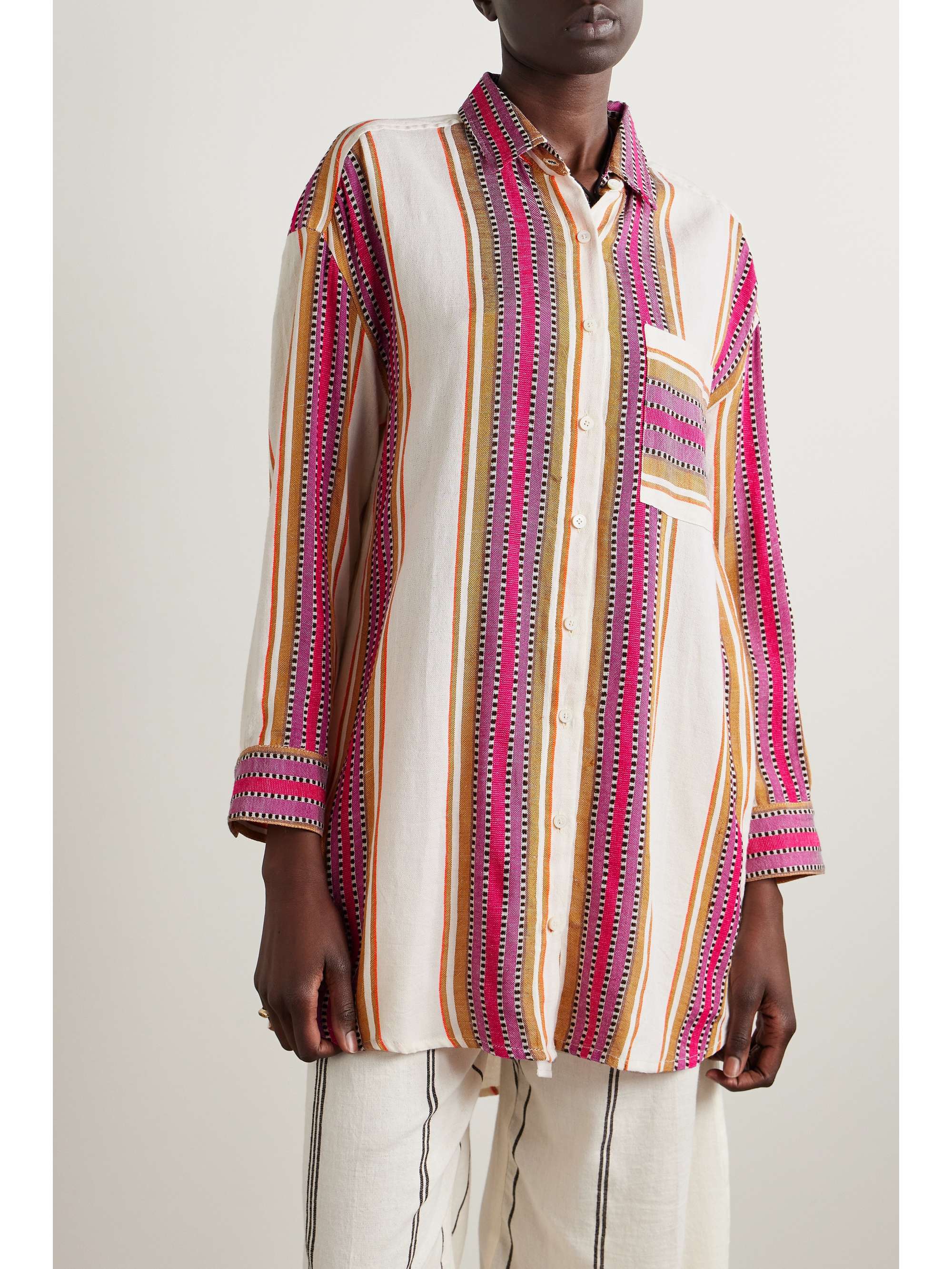 LEMLEM + NET SUSTAIN Mariam striped cotton-blend shirt | NET-A-PORTER