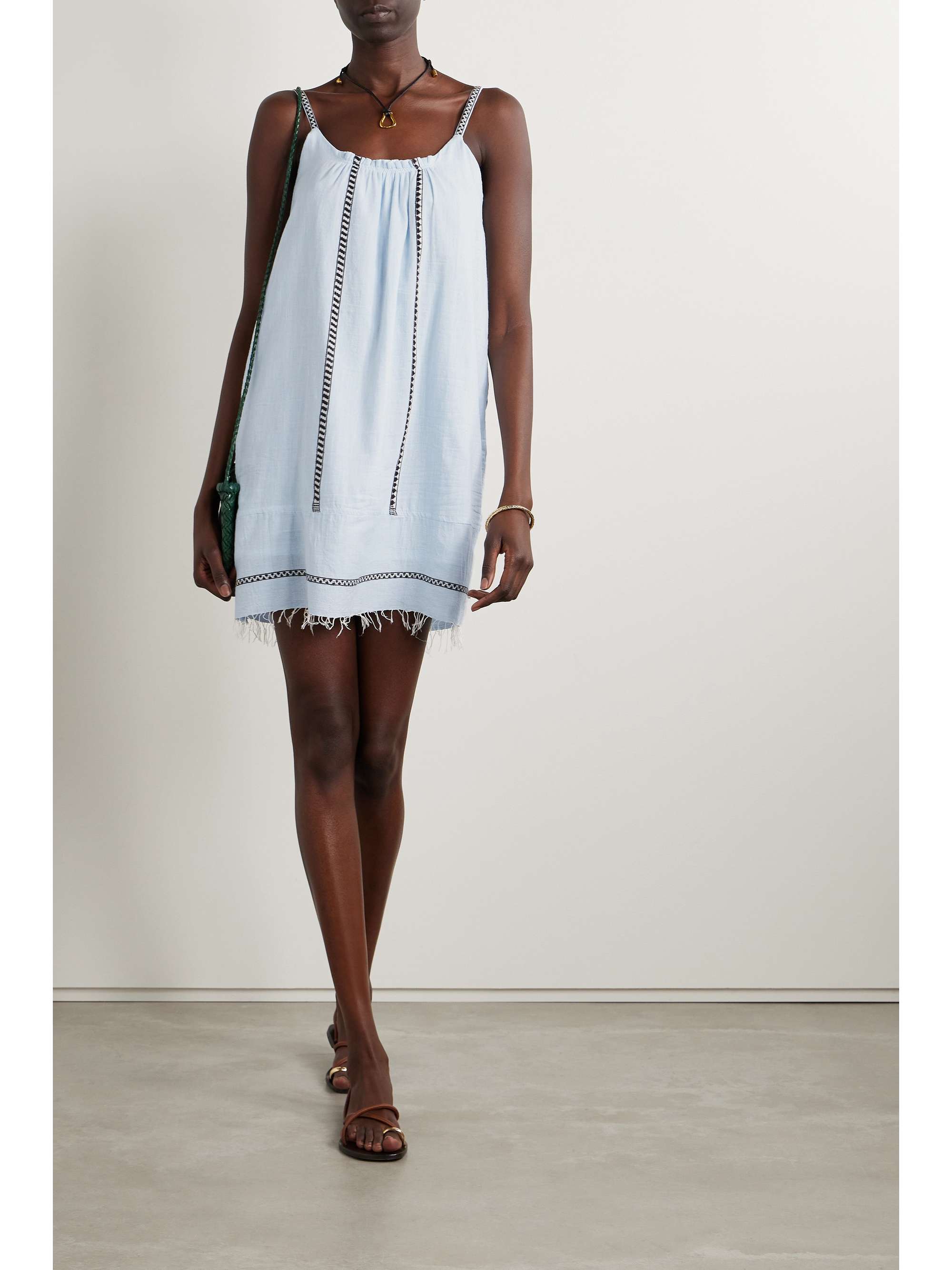 LEMLEM + NET SUSTAIN Zina fringed cotton-blend mini dress | NET-A-PORTER