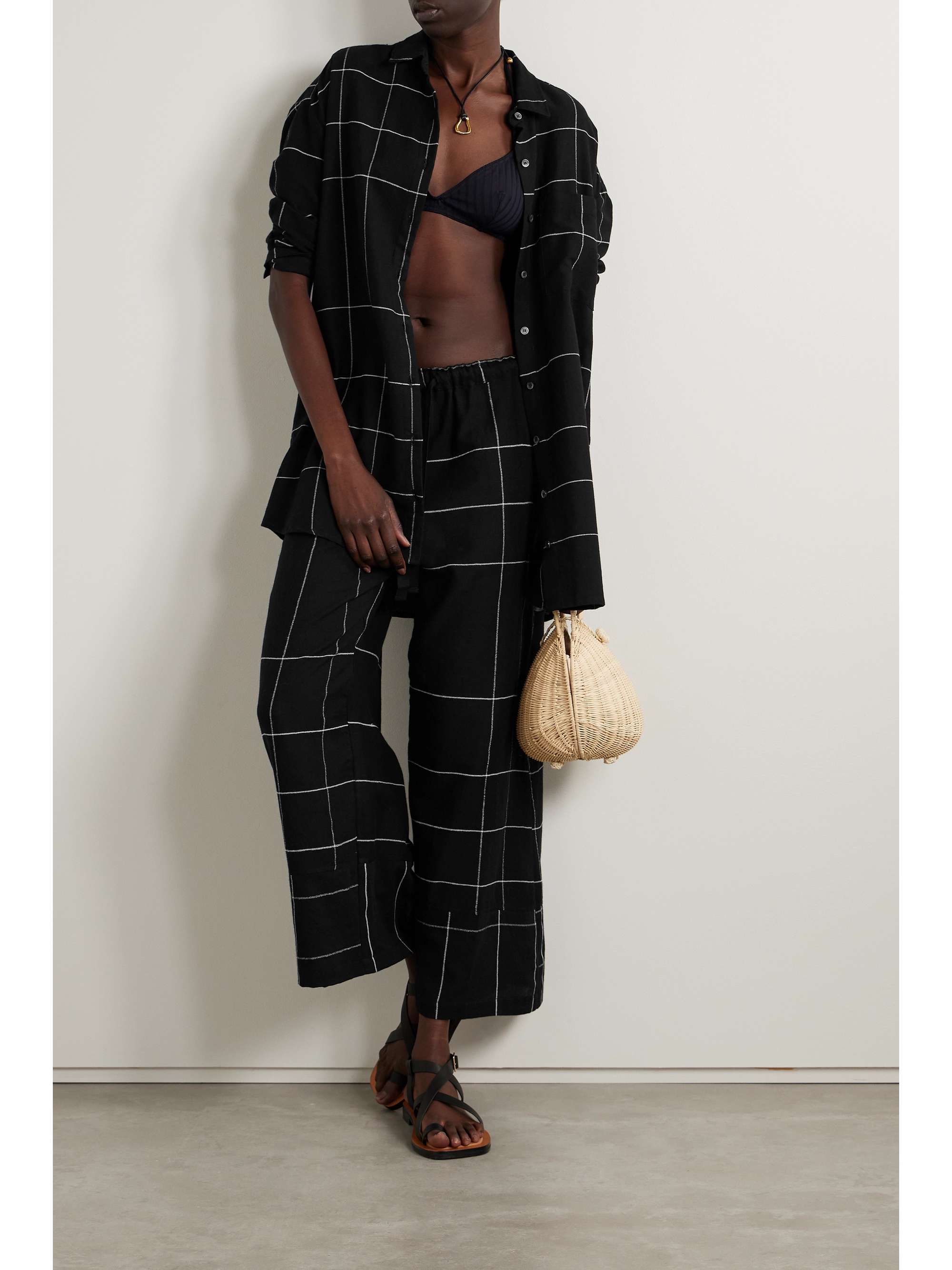 LEMLEM + NET SUSTAIN Mariam checked cotton-blend shirt | NET-A-PORTER