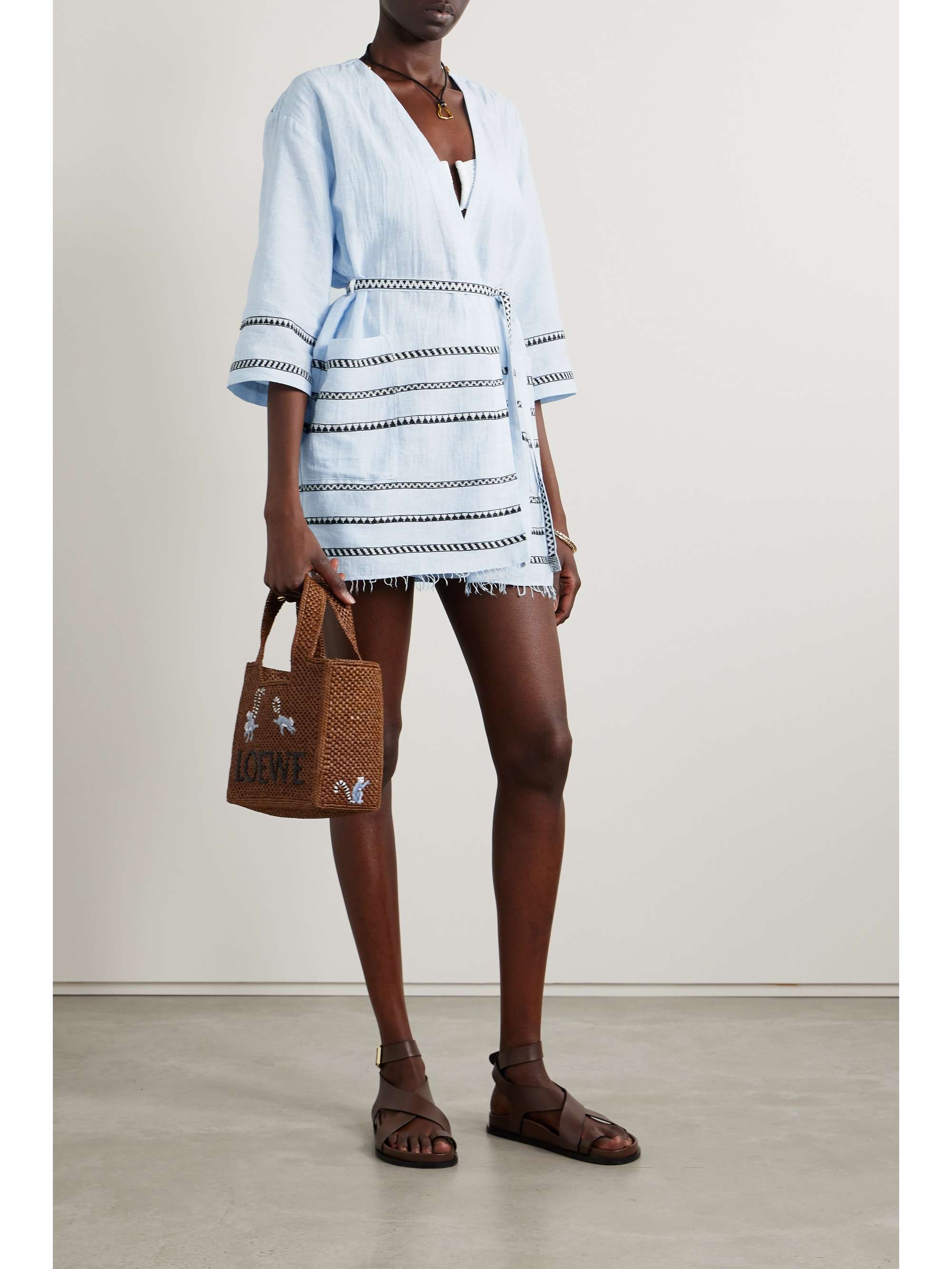 LEMLEM + NET SUSTAIN Imani striped fringed cotton-blend coverup | NET-A ...