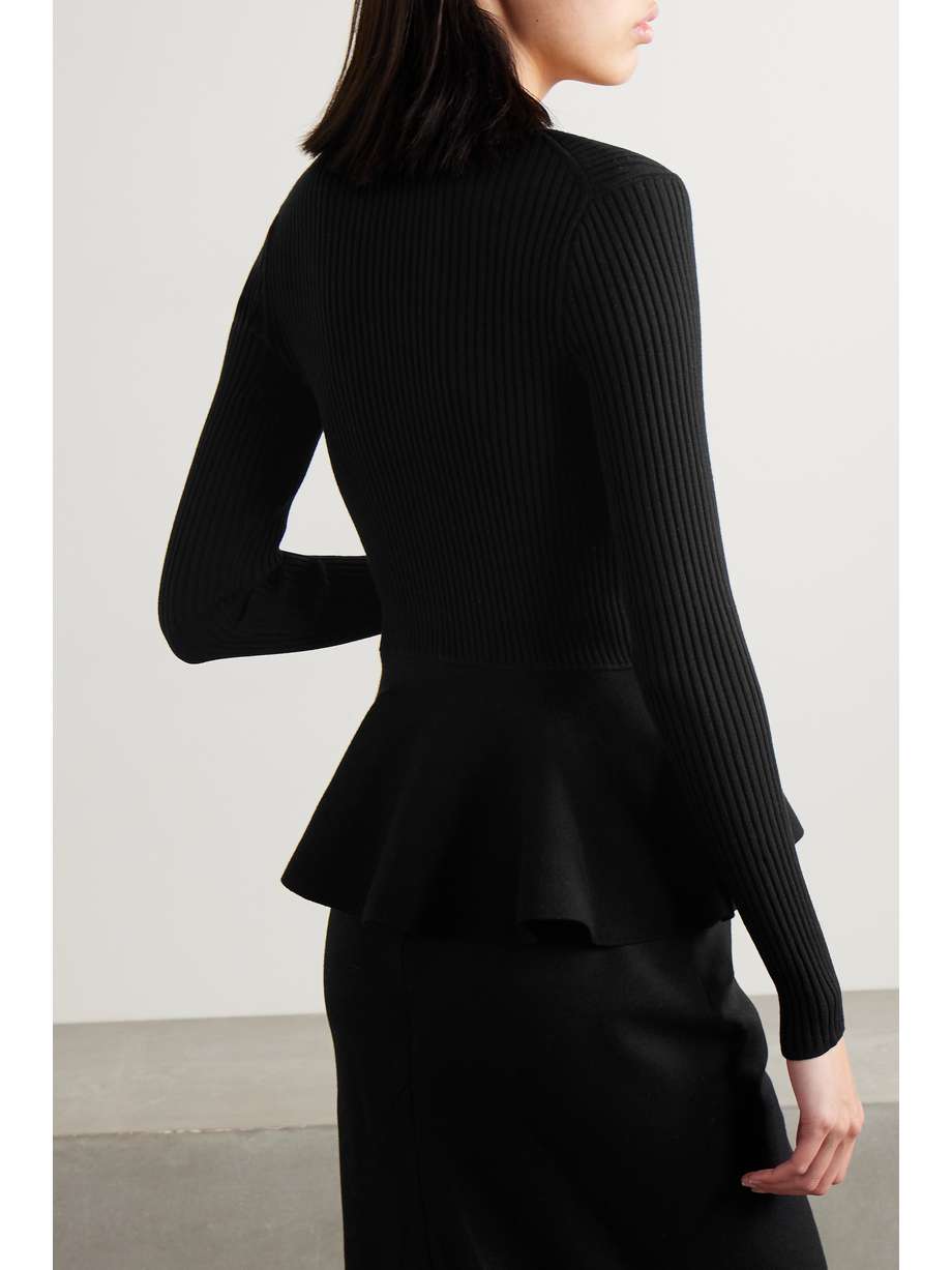 JASON WU COLLECTION Ribbed-knit peplum cardigan | NET-A-PORTER