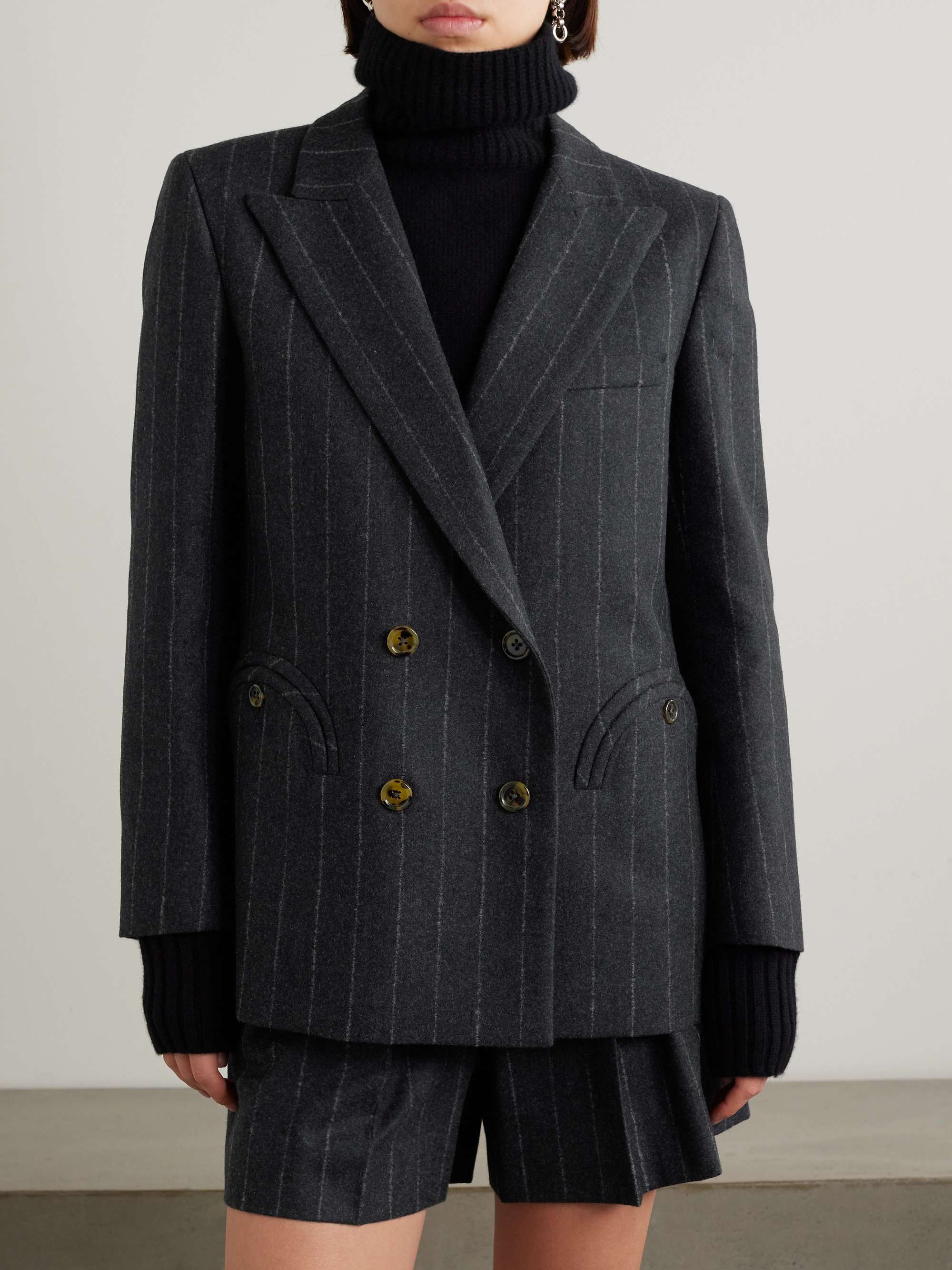 BLAZÉ MILANO Everynight double-breasted pinstriped wool and cashmere ...