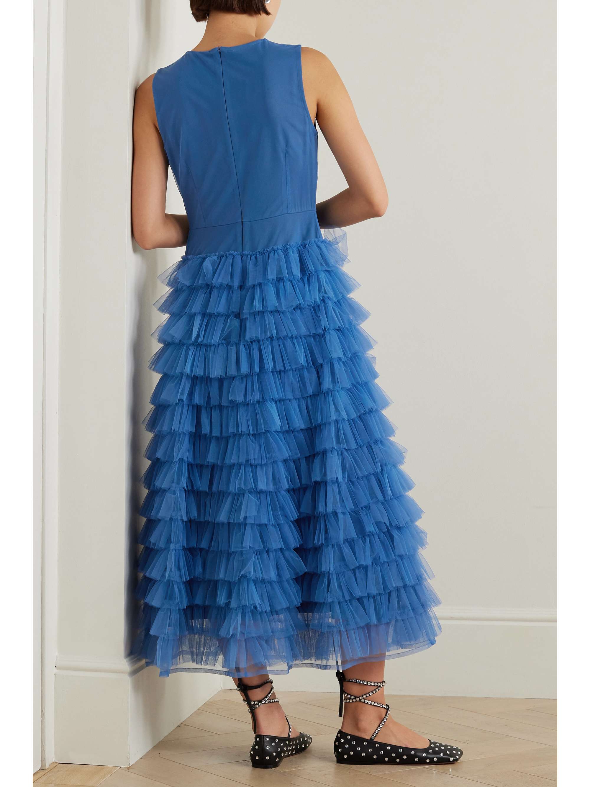 MOLLY GODDARD Teresa ruffled tulle midi dress | NET-A-PORTER