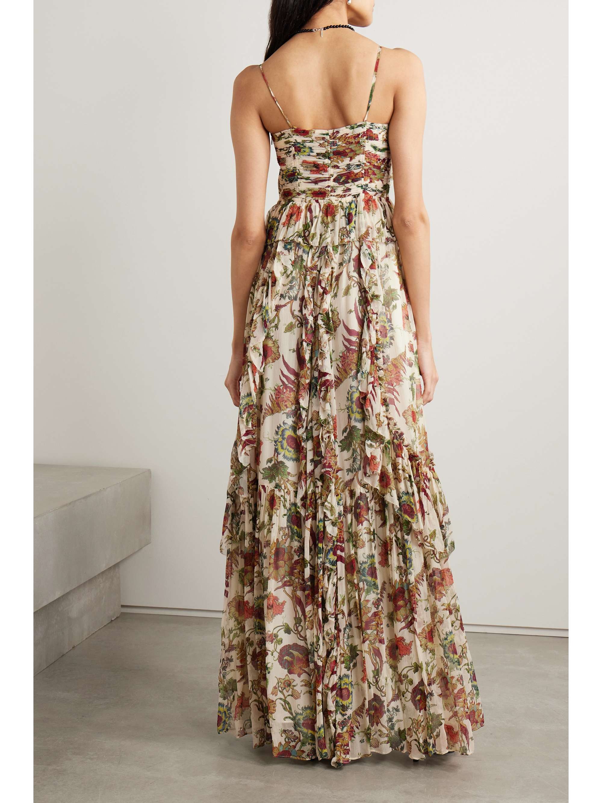 ULLA JOHNSON Colette ruffled floral-print silk-crepon gown | NET-A-PORTER