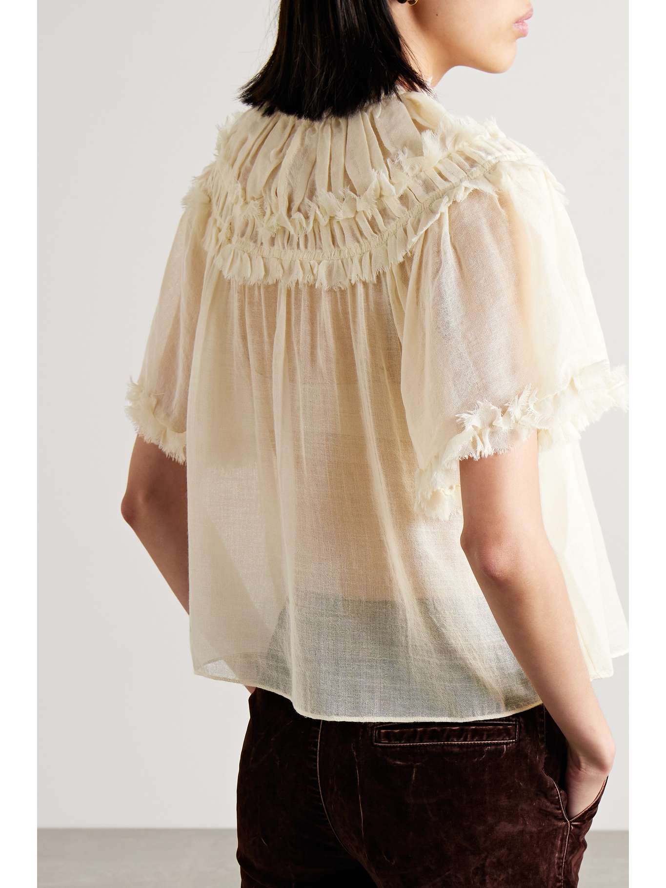 ULLA JOHNSON Zuri pintucked wool-gauze blouse | NET-A-PORTER