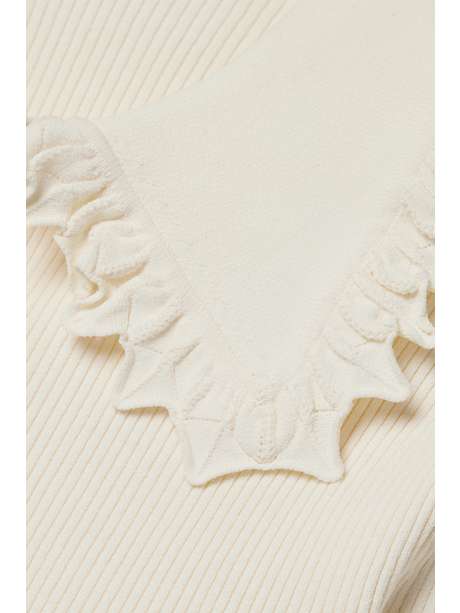 ULLA JOHNSON Liese ruffled ribbed-knit sweater | NET-A-PORTER