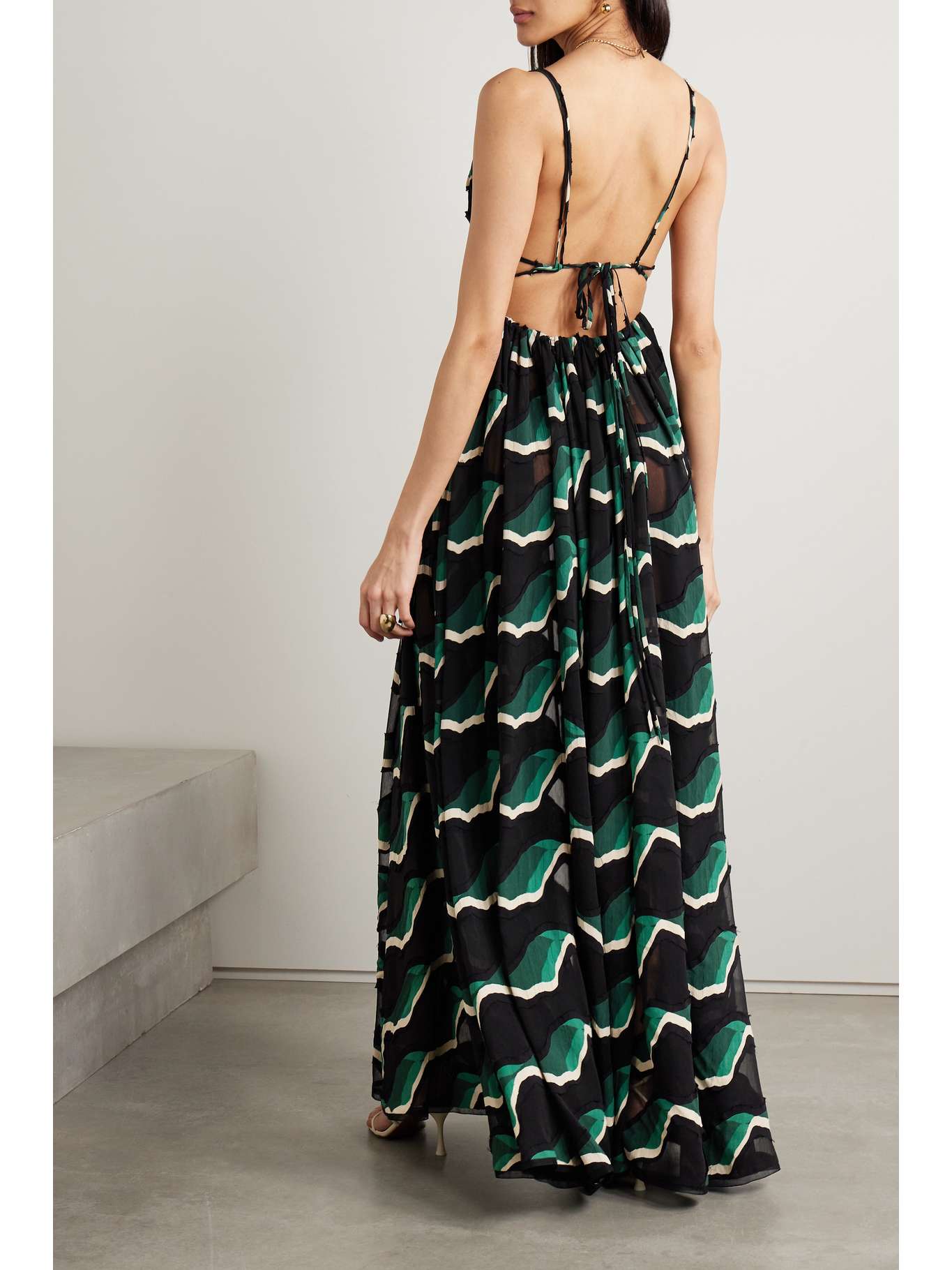ULLA JOHNSON Adonis open-back fil coupé chiffon maxi dress | NET-A-PORTER