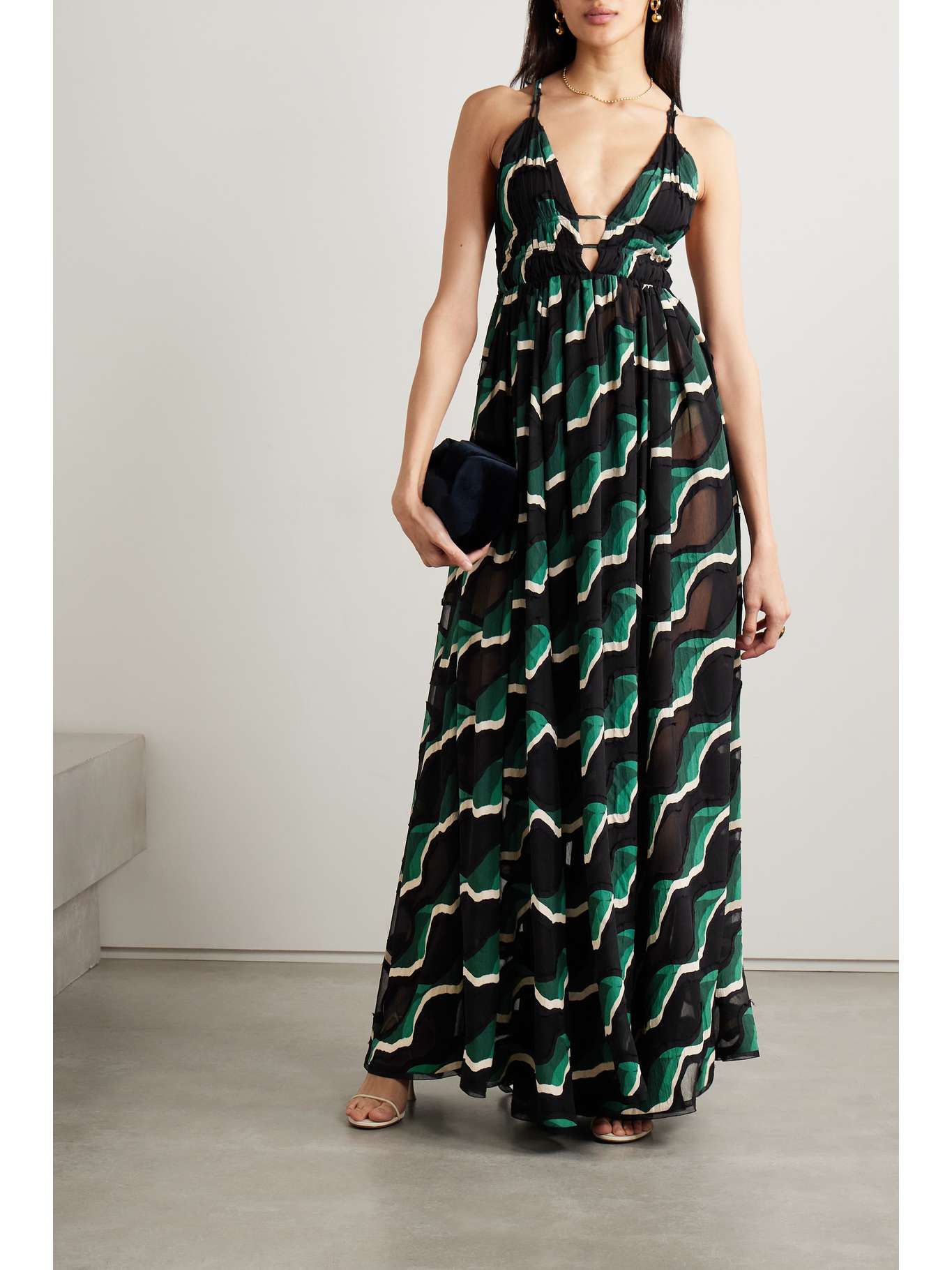 ULLA JOHNSON Adonis open-back fil coupé chiffon maxi dress | NET-A-PORTER