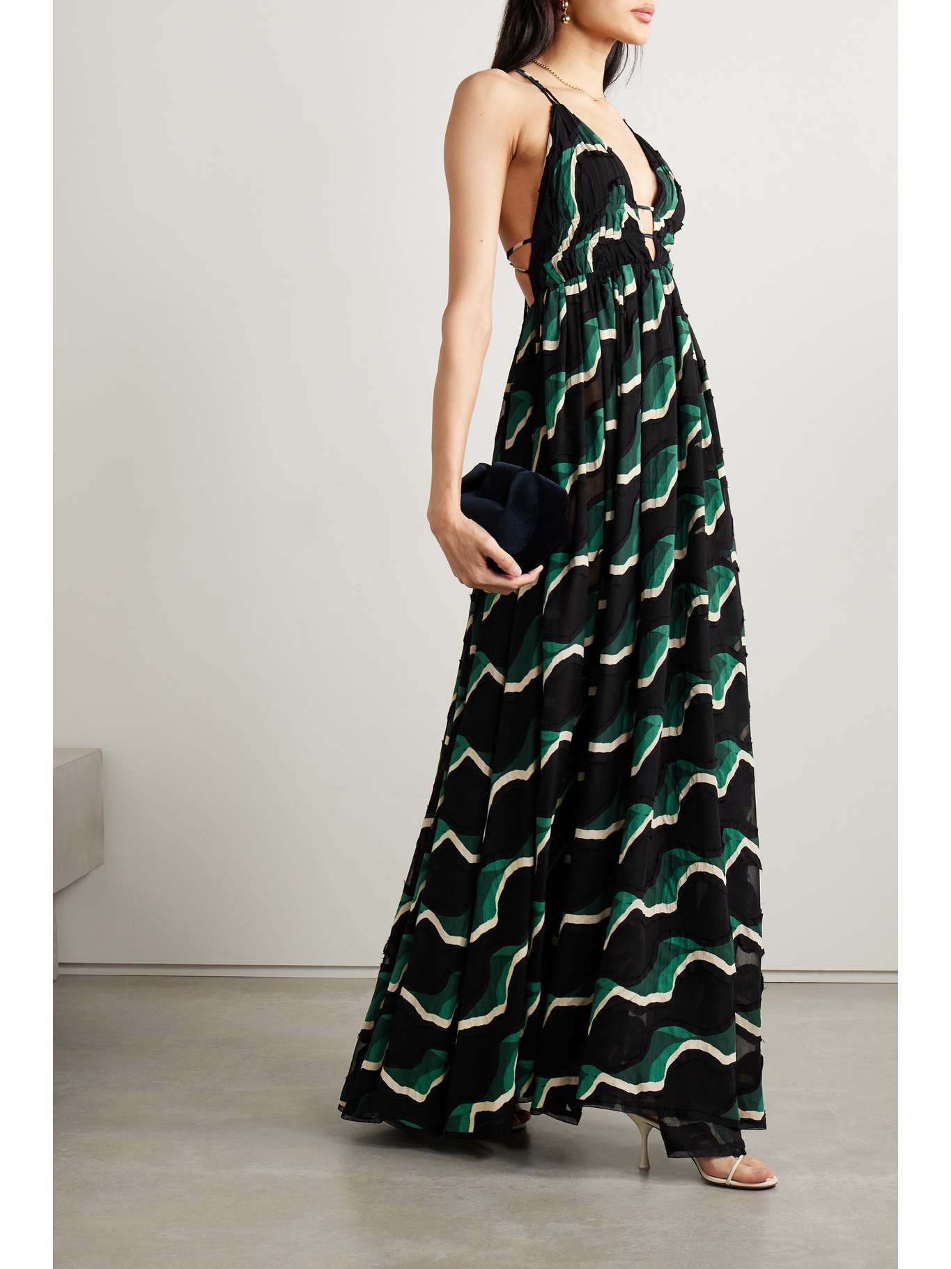 ULLA JOHNSON Adonis open-back fil coupé chiffon maxi dress | NET-A-PORTER