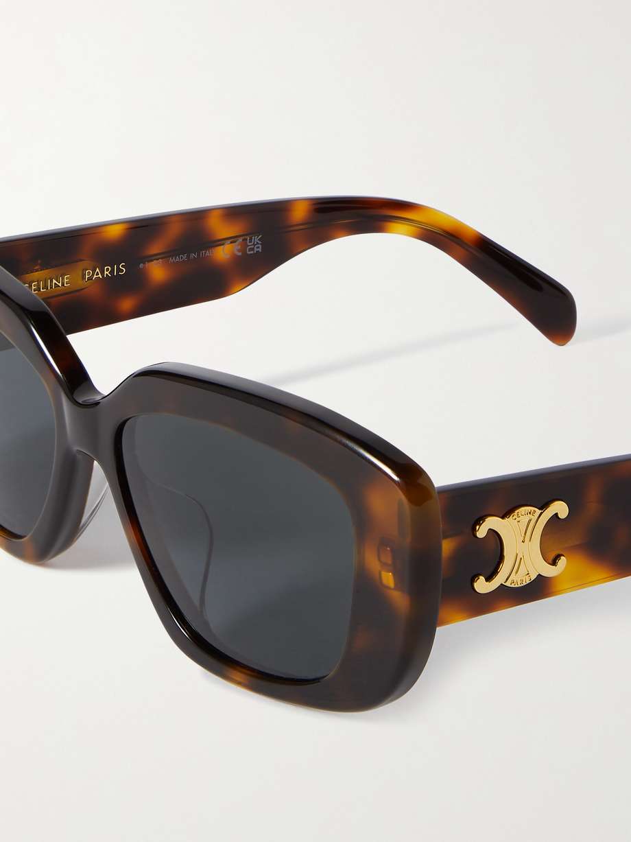 Tortoiseshell Triomphe rectangular-frame tortoiseshell acetate sunglasses | CELINE EYEWEAR | NET ...