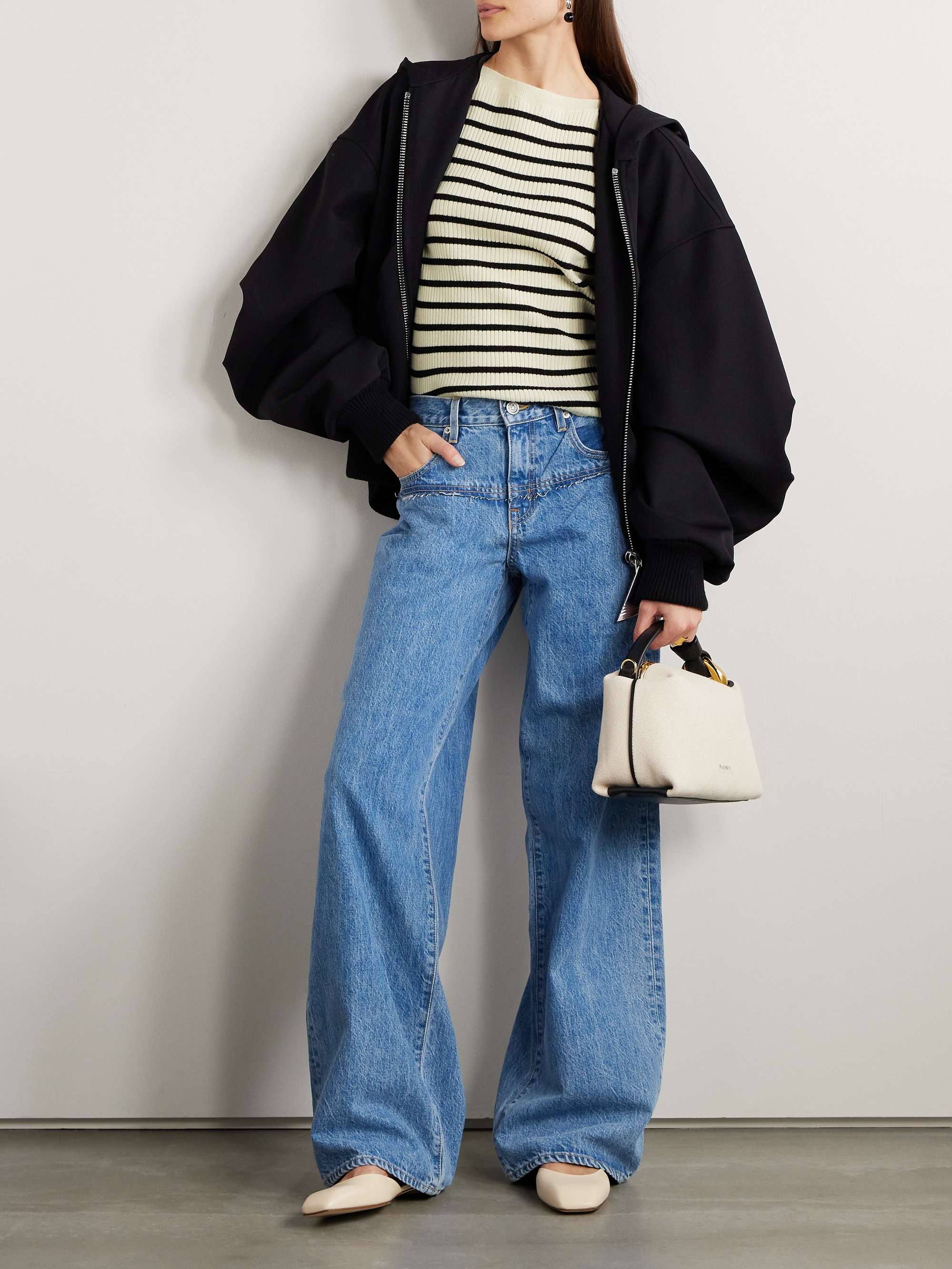 FRAME Striped ribbed wool, cashmere and silk-blend sweater | NET-A-PORTER