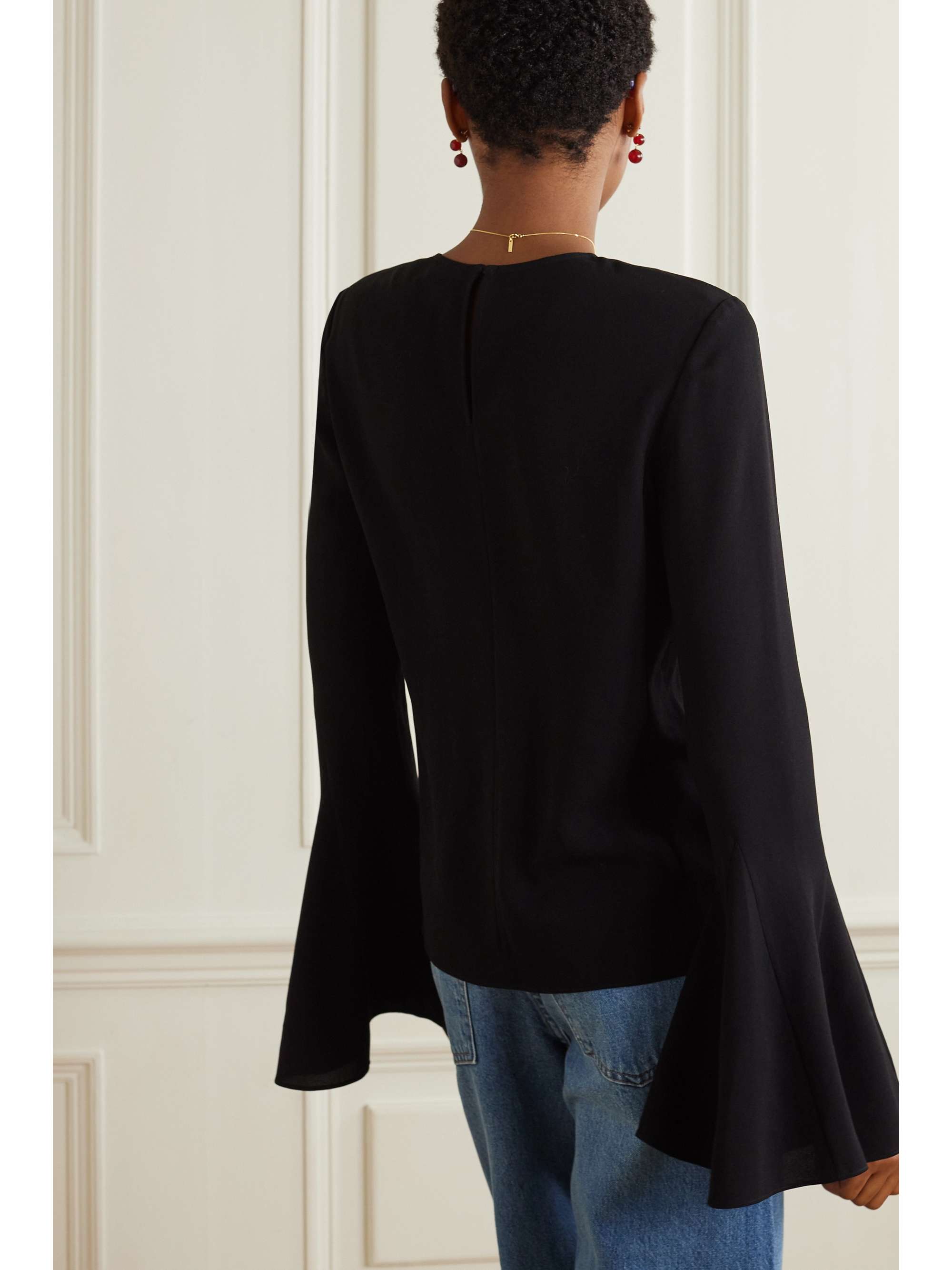 FRAME Fluted crepe blouse | NET-A-PORTER