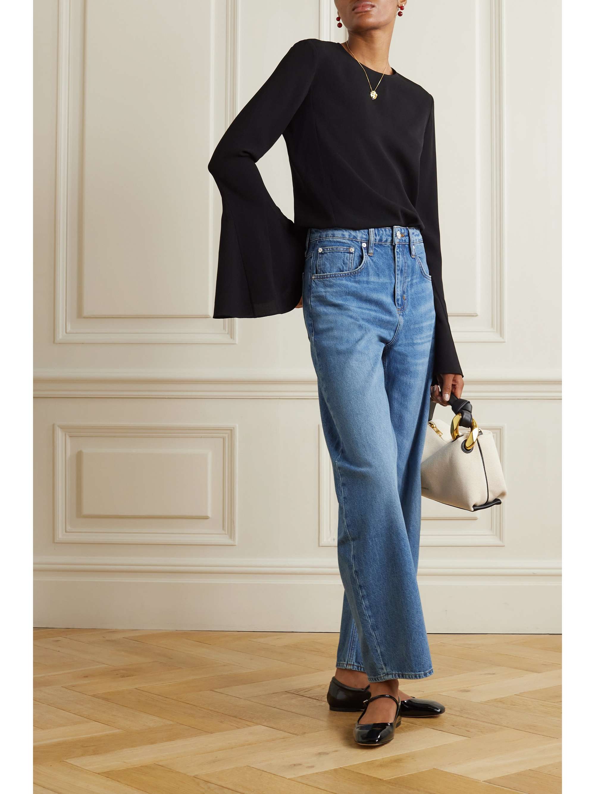 FRAME Fluted crepe blouse | NET-A-PORTER