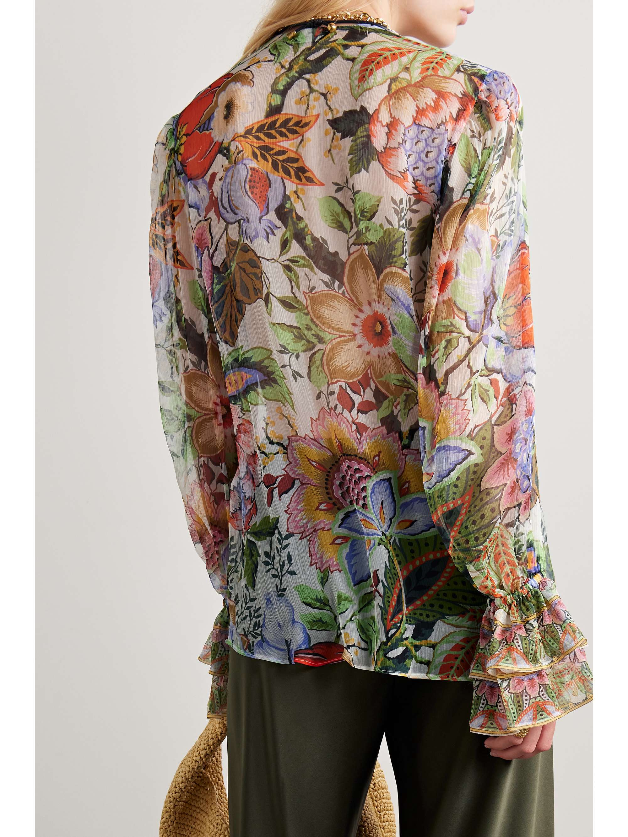 ETRO Ruffled floral-print silk-crepon blouse | NET-A-PORTER