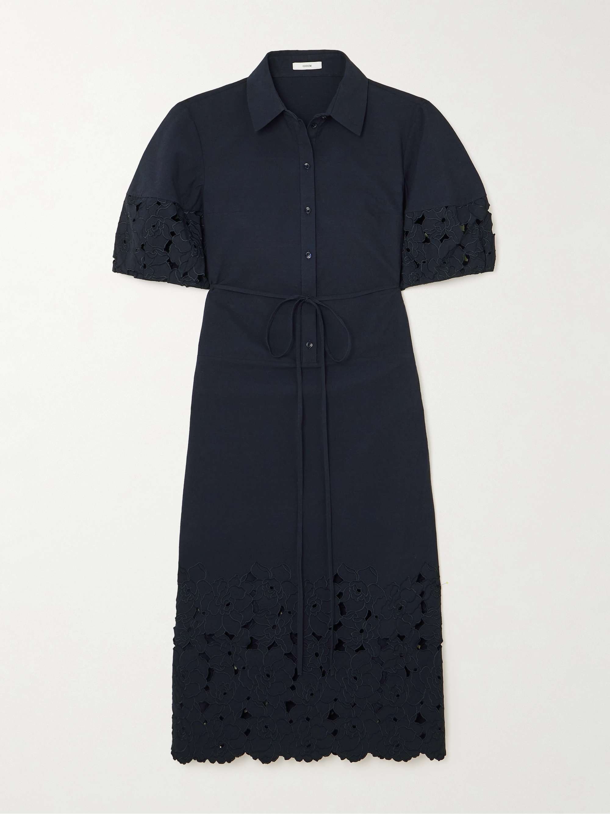 ERDEM Scalloped guipure lace-trimmed cotton-blend poplin midi dress | NET-A-PORTER