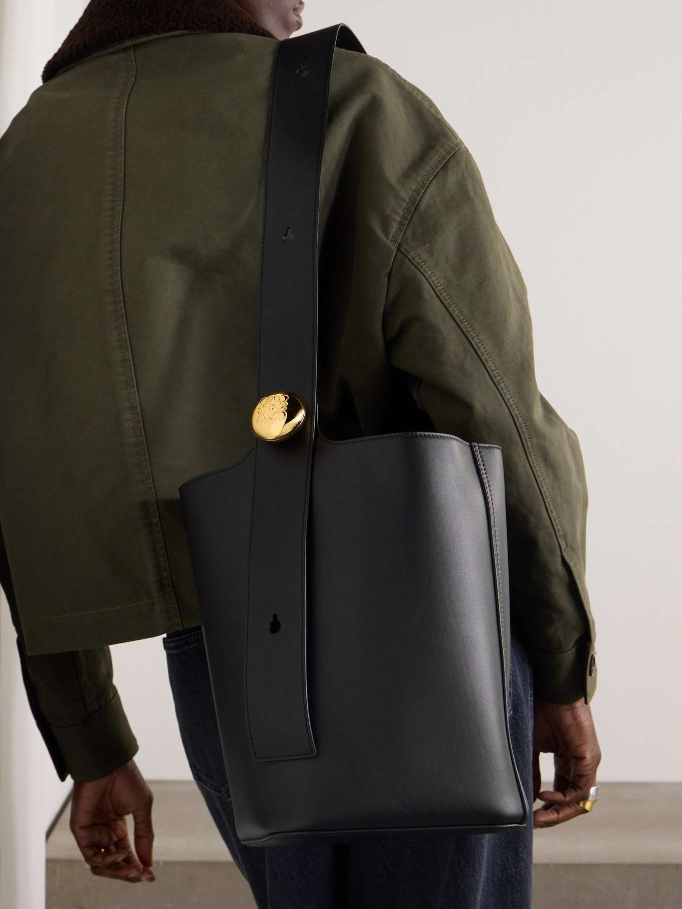 LOEWE Pebble embellished leather bucket bag | NET-A-PORTER