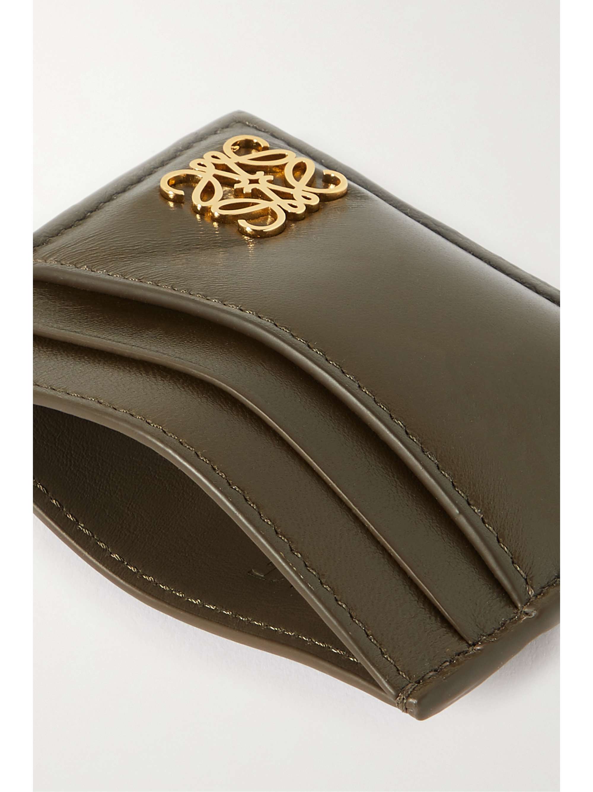 LOEWE Anagram embellished glossed-leather cardholder | NET-A-PORTER