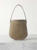 SAVETTE Bucket leather-trimmed suede shoulder bag | NET-A-PORTER