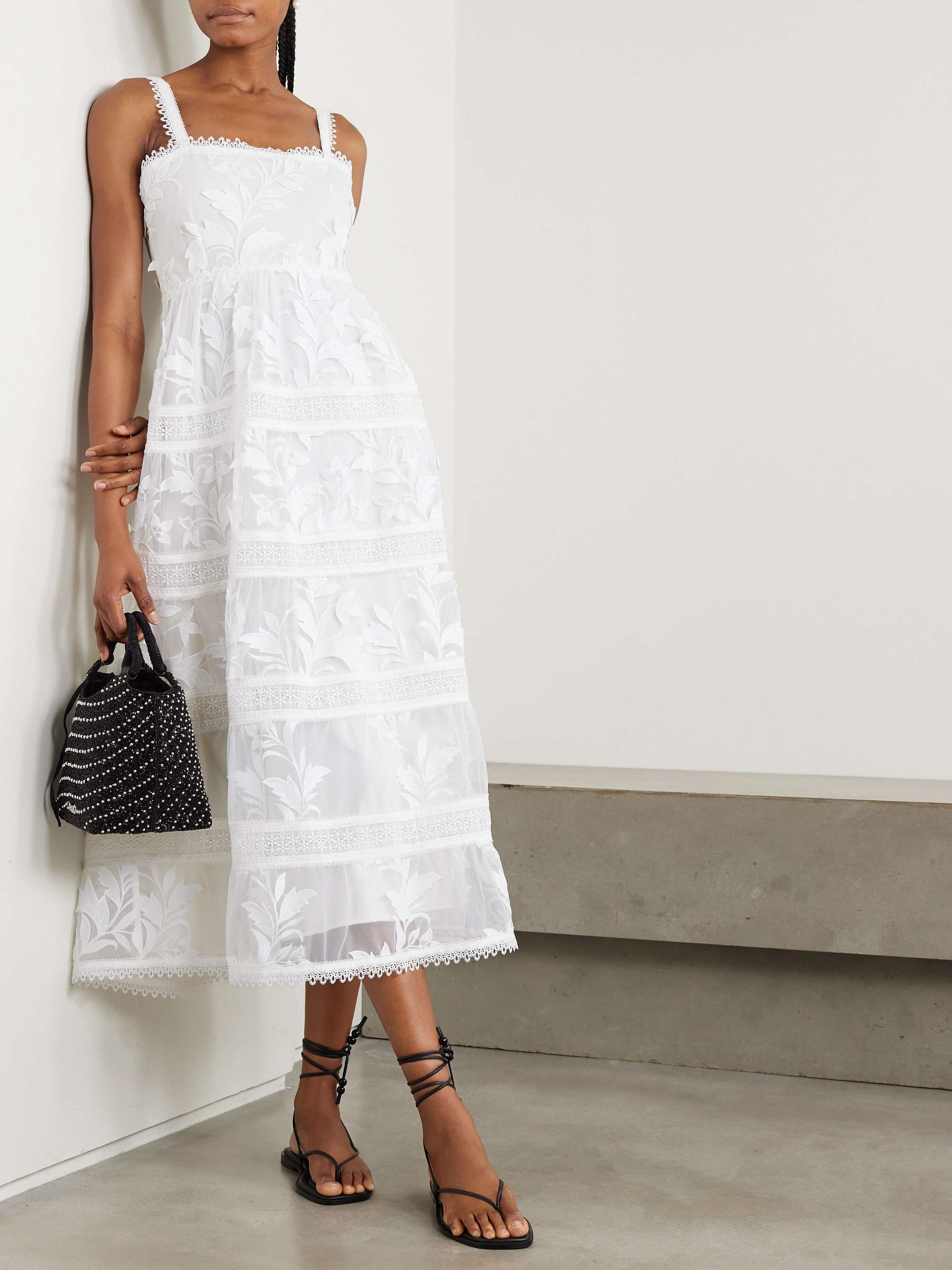 WAIMARI + NET SUSTAIN Paradisia appliquéd lace-trimmed tulle maxi dress ...