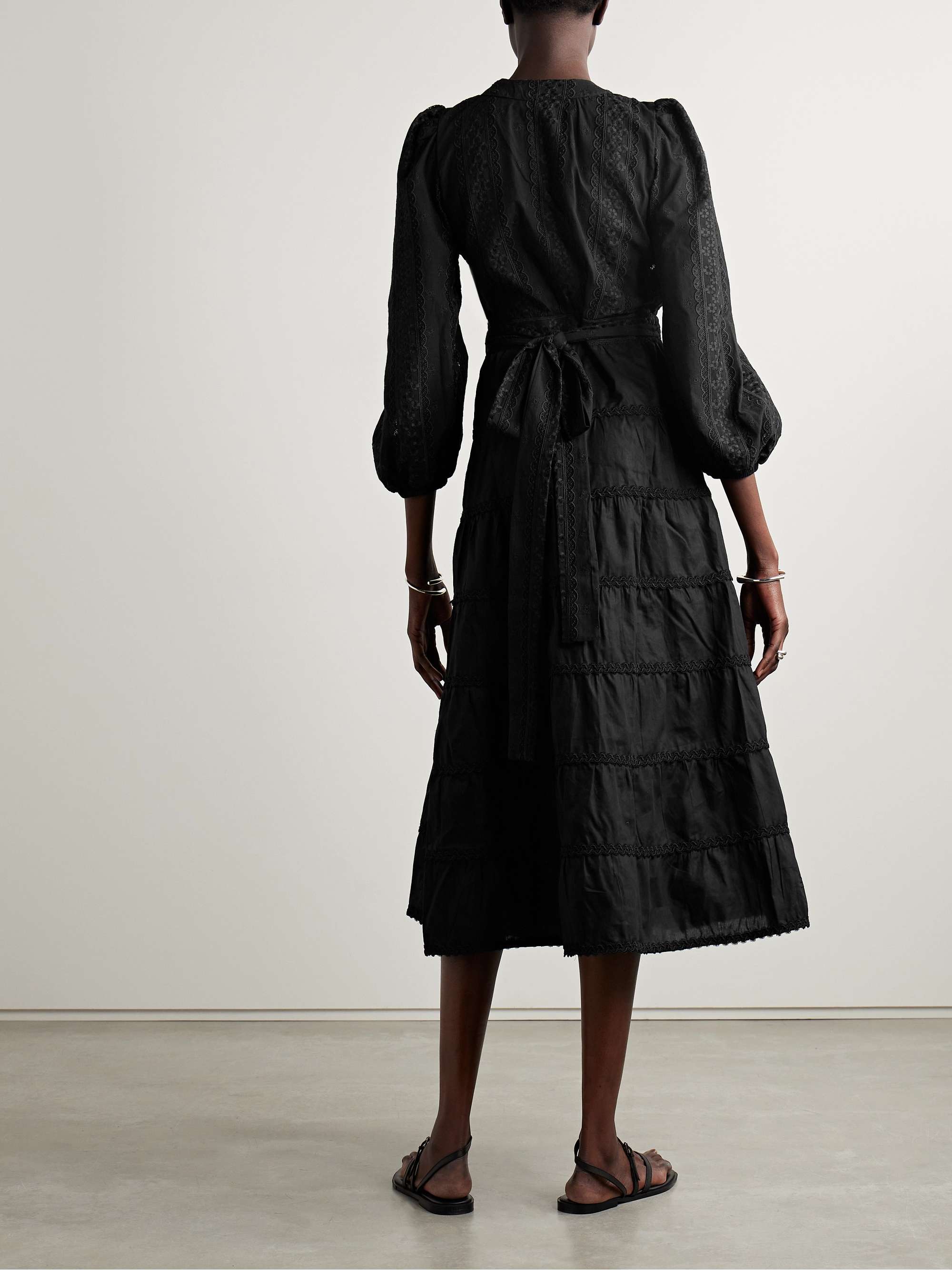WAIMARI + NET SUSTAIN Aurora lace-trimmed embroidered cotton-blend wrap ...