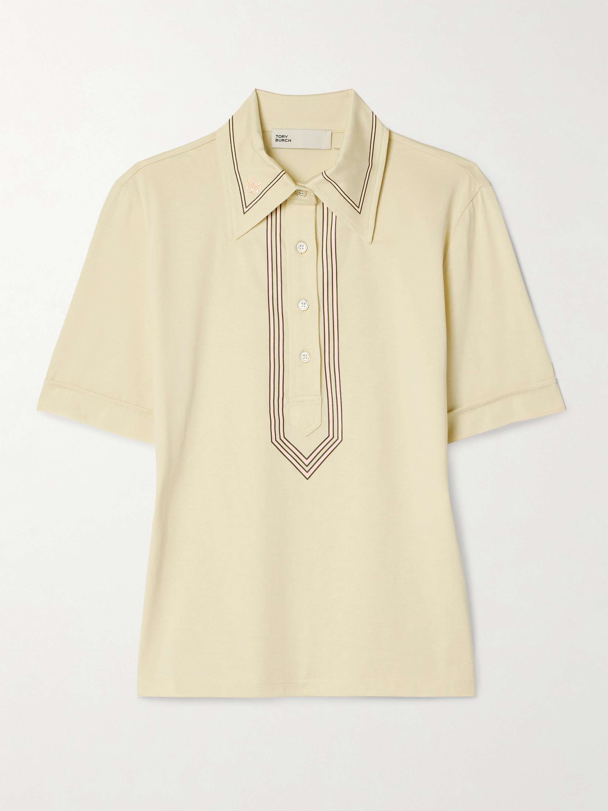 TORY SPORT Embroidered printed cotton-jersey polo shirt | NET-A-PORTER