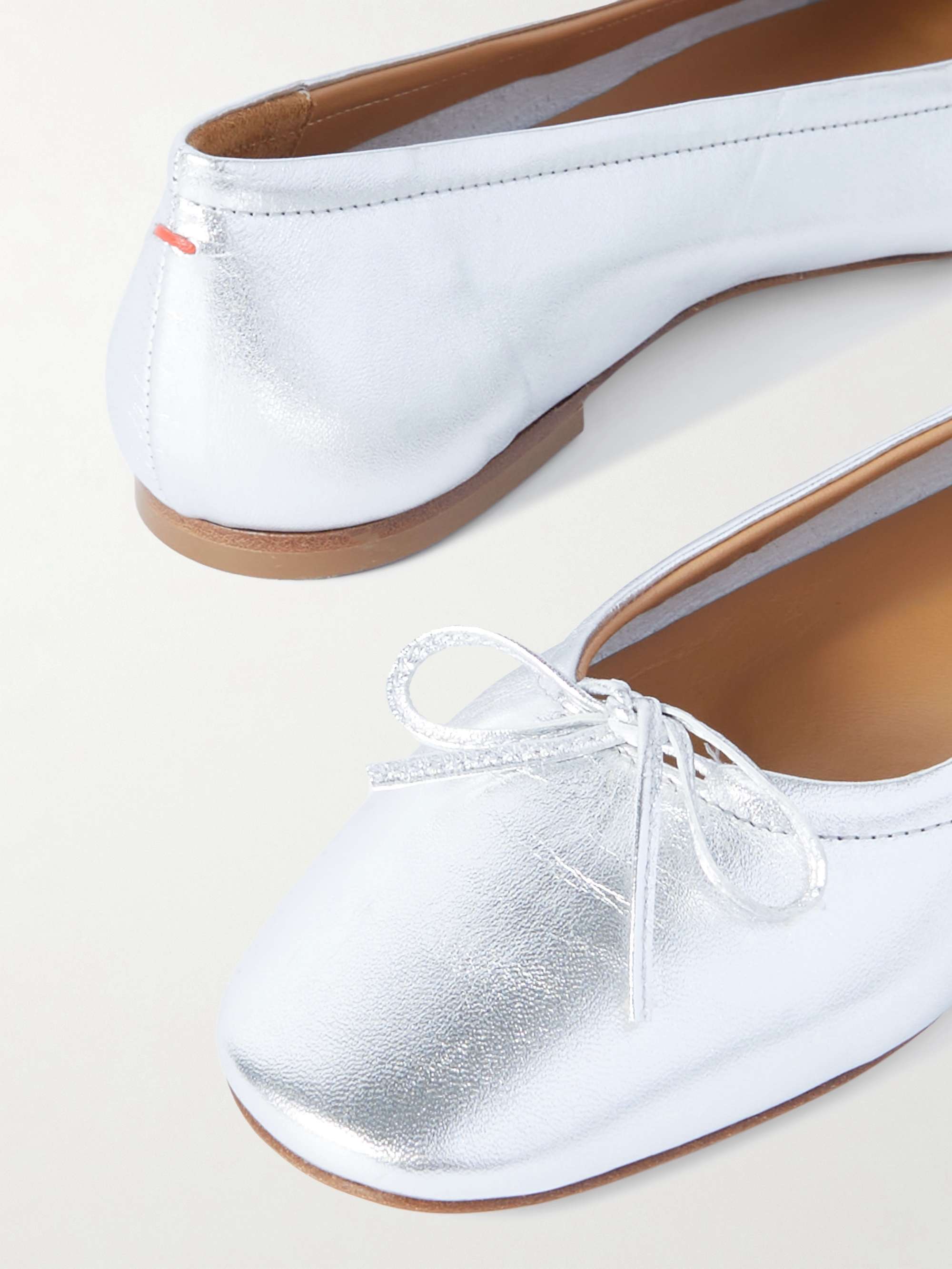 AEYDE Delfina bow-detailed metallic leather ballet flats | NET-A-PORTER