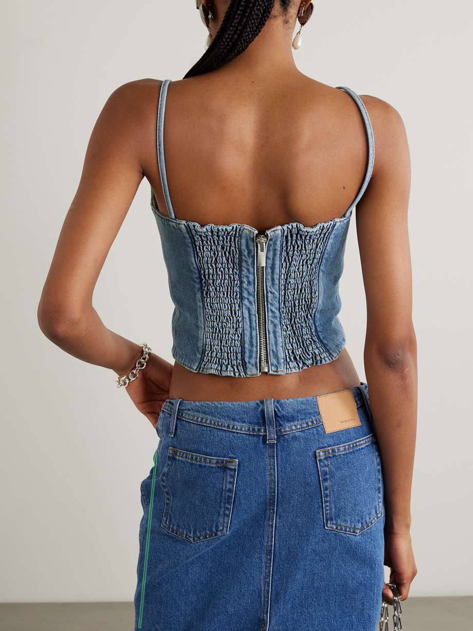 MAGDA BUTRYM Cropped denim bustier | NET-A-PORTER