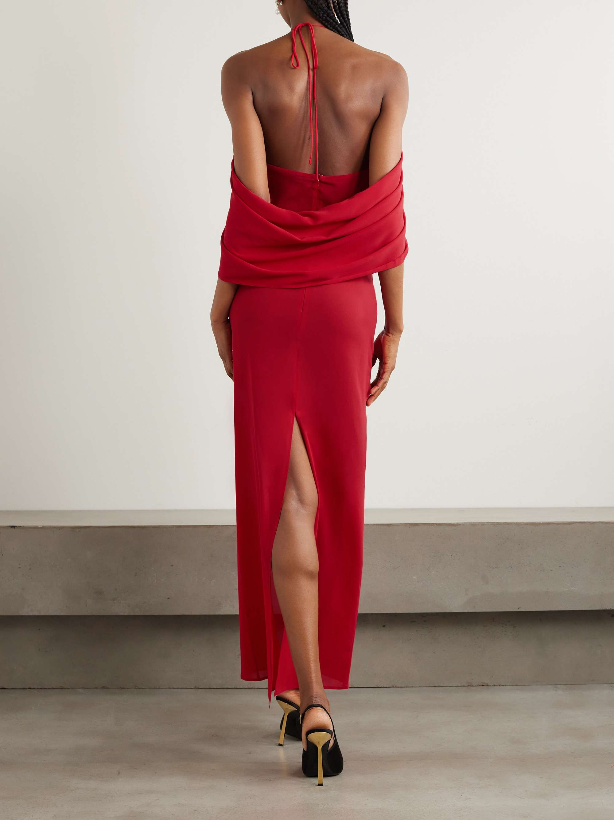 MAGDA BUTRYM Cold-shoulder appliquéd silk-blend chiffon maxi dress ...