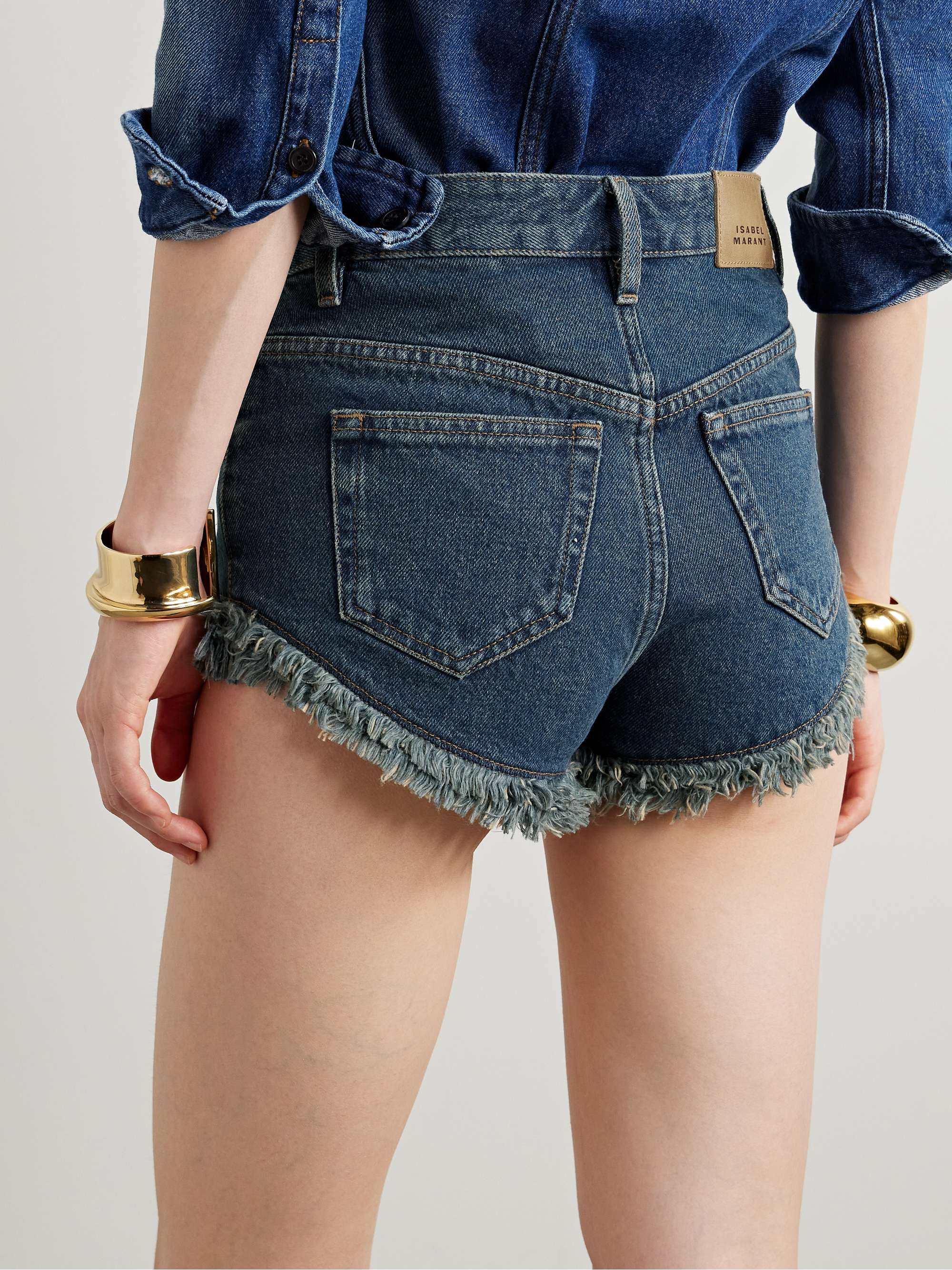 ISABEL MARANT Eneidao fringed denim shorts | NET-A-PORTER