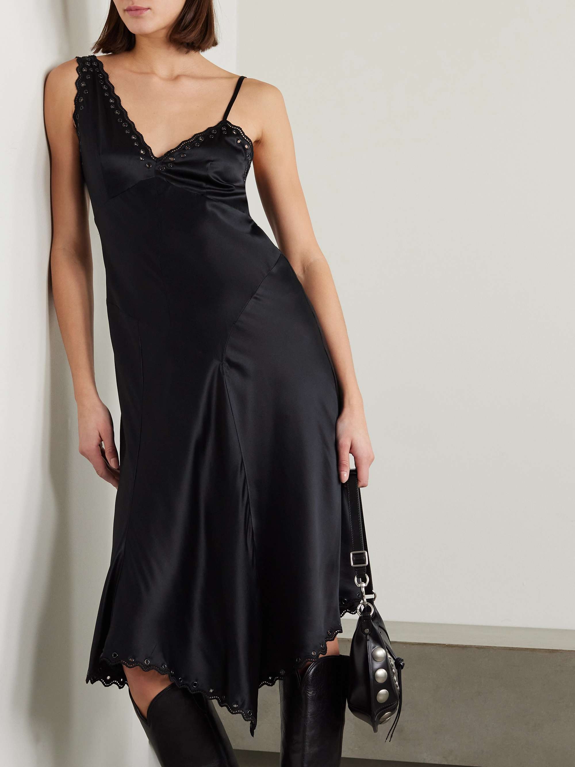ISABEL MARANT Ayrich asymmetrical eyelet-embellished silk midi dress ...