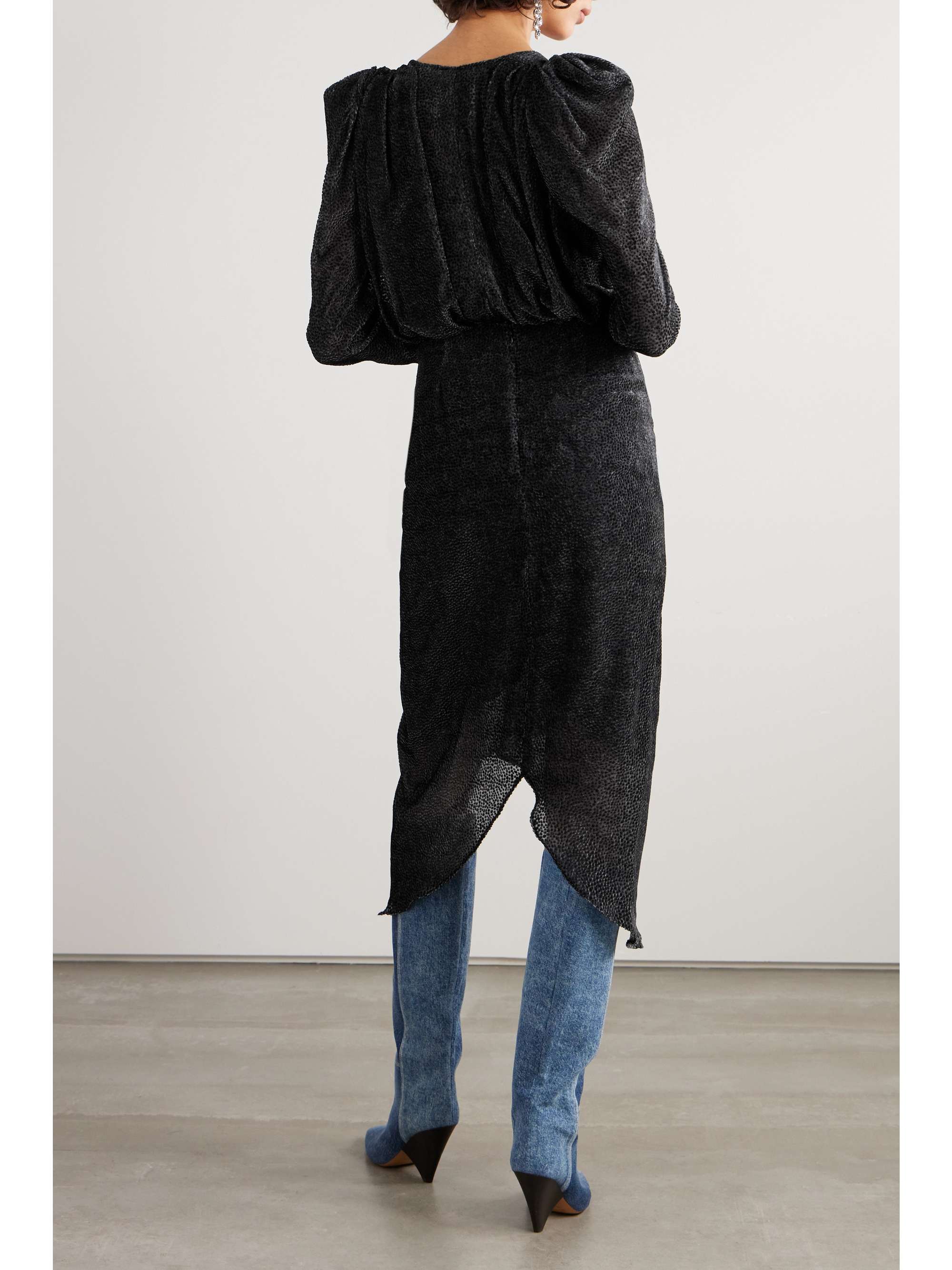 ISABEL MARANT Maray ruched flocked silk-blend chiffon midi dress | NET ...