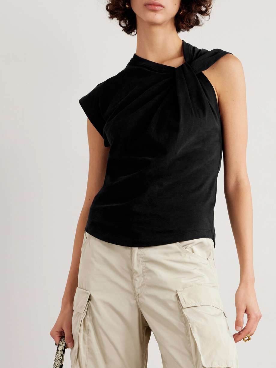 ISABEL MARANT Nayda knotted cotton-jersey top | NET-A-PORTER