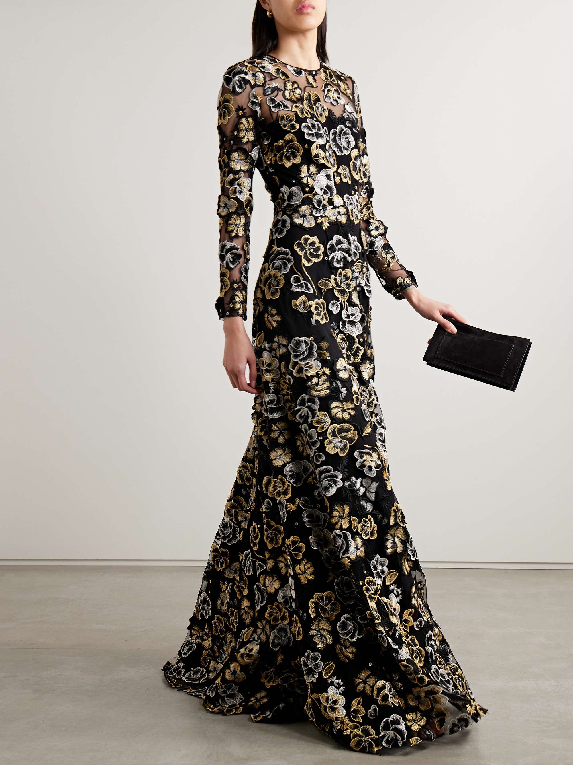 NAEEM KHAN Metallic appliquéd tulle gown | NET-A-PORTER